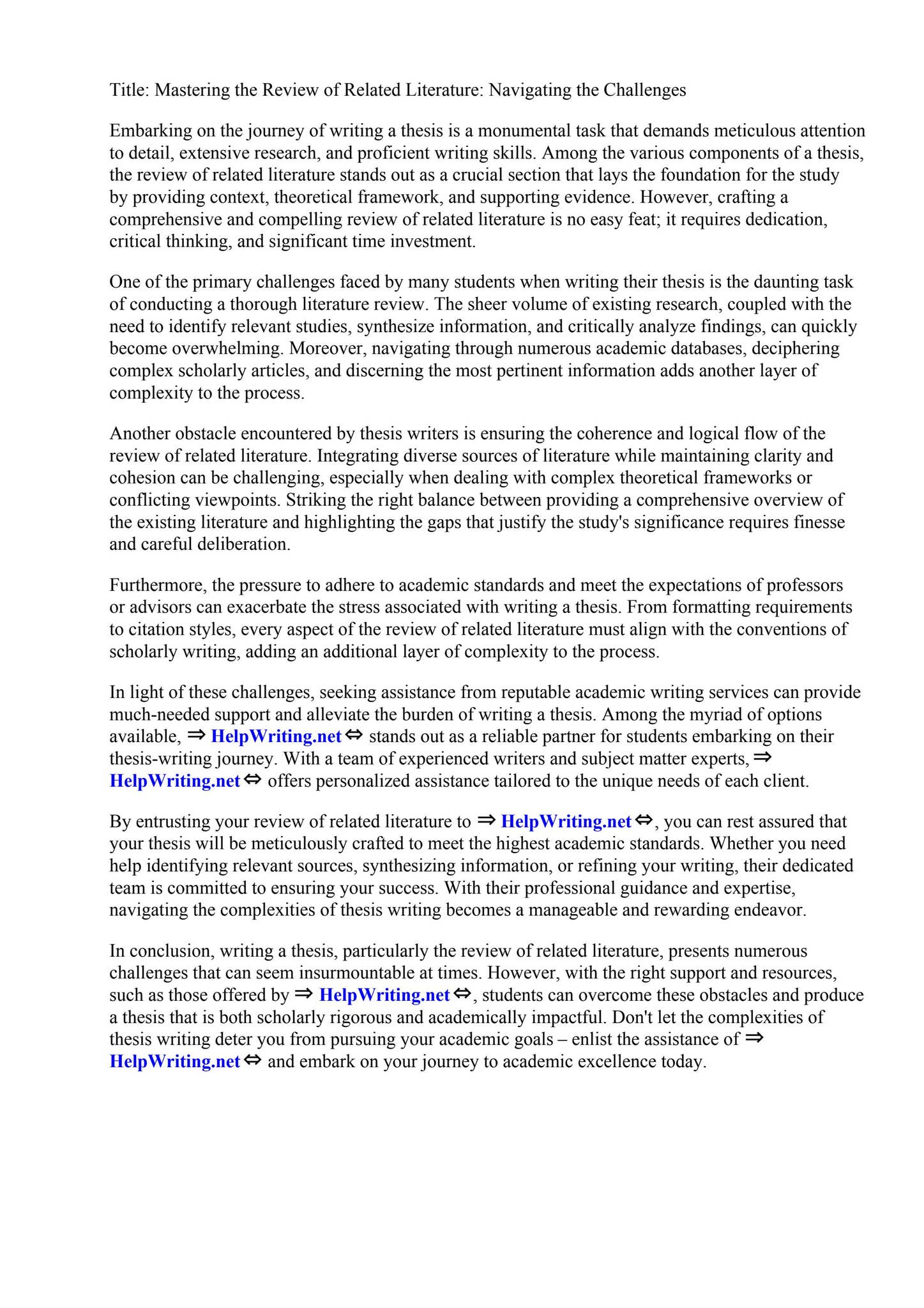Review Of Related Literature In Thesis Writing by University of New ...