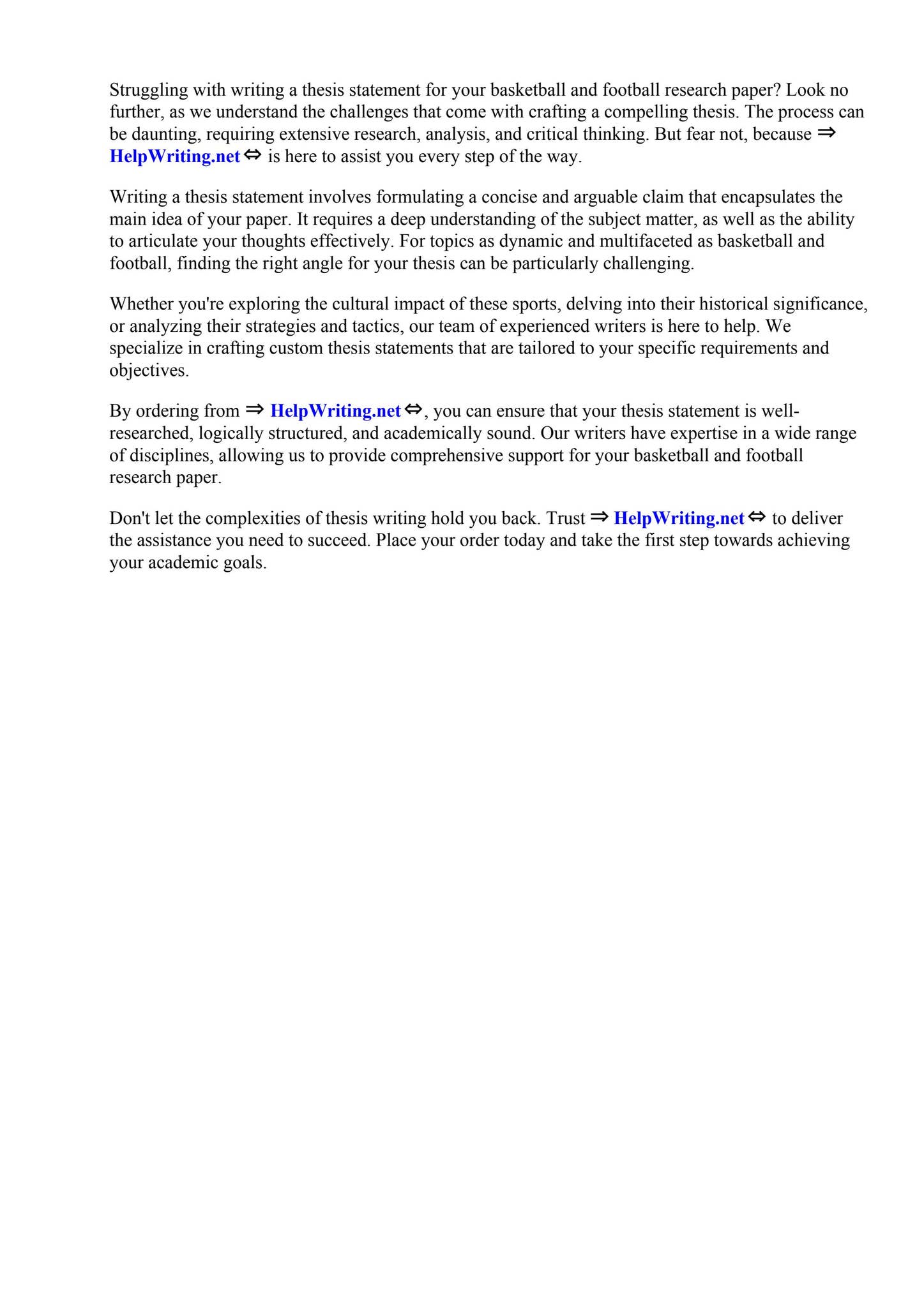 Thesis Statement For Basketball And Football by Curtis Institute of ...