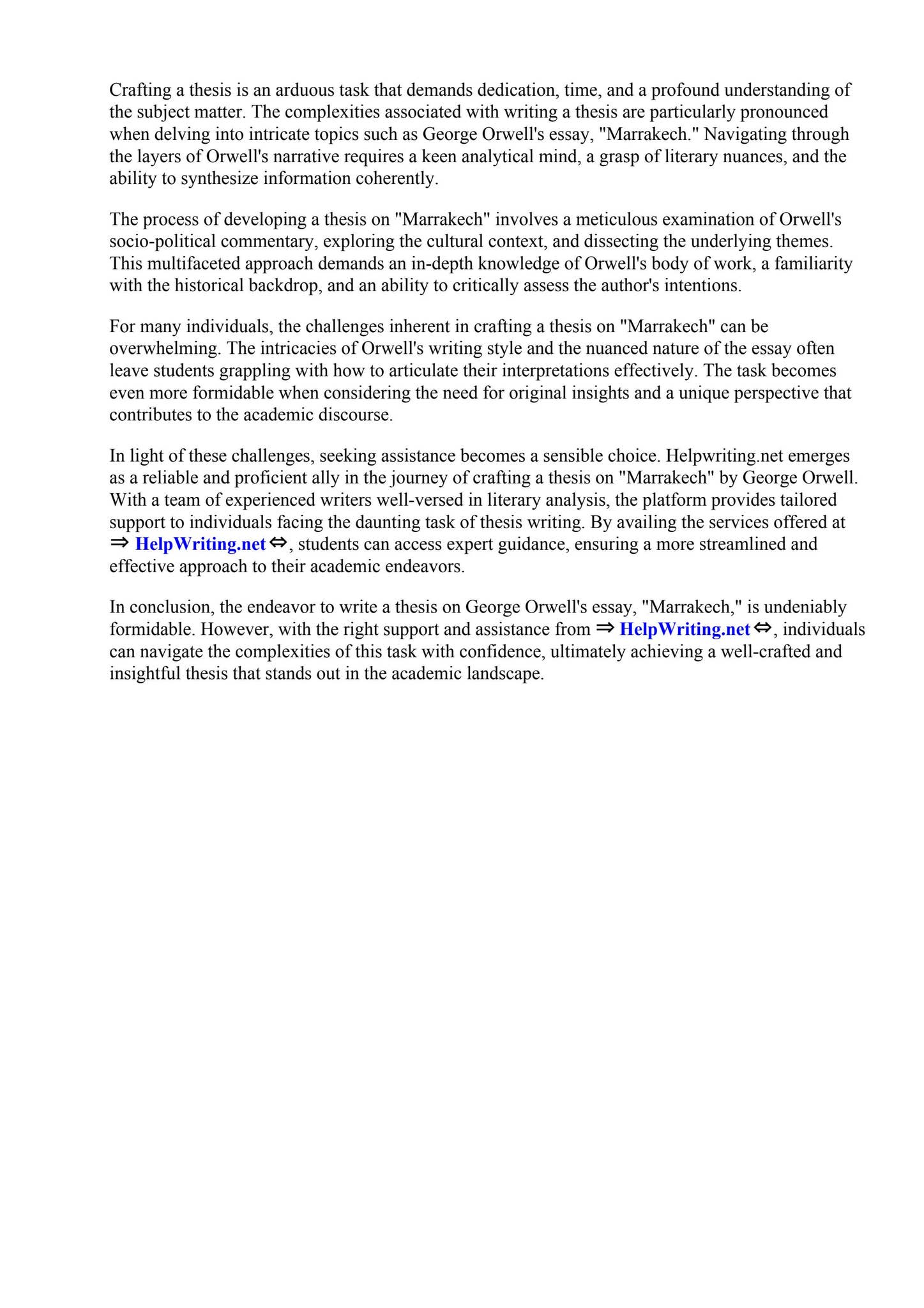 Marrakech George Orwell Thesis by Virginia Highlands Community College ...