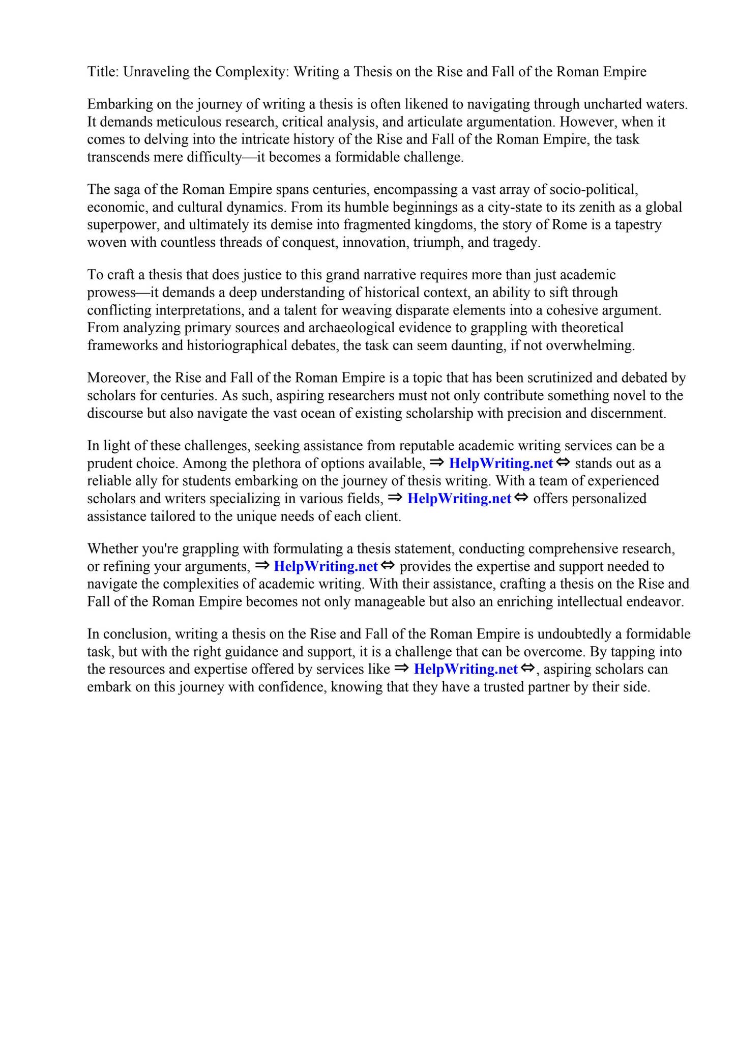 Rise And Fall Of The Roman Empire Thesis Statement by Murray State ...