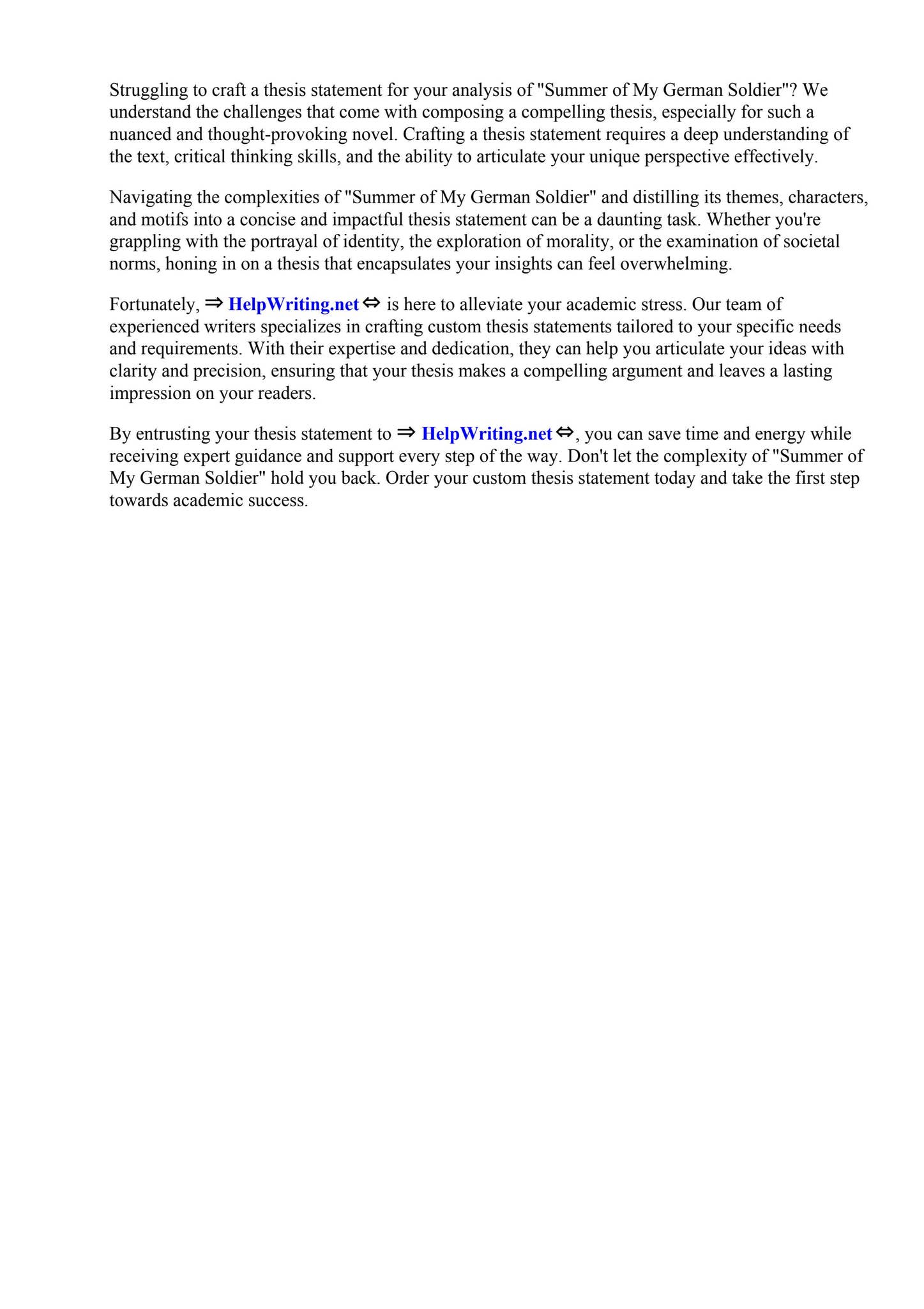 Thesis Statement For Summer Of My German Soldier by Murray State ...