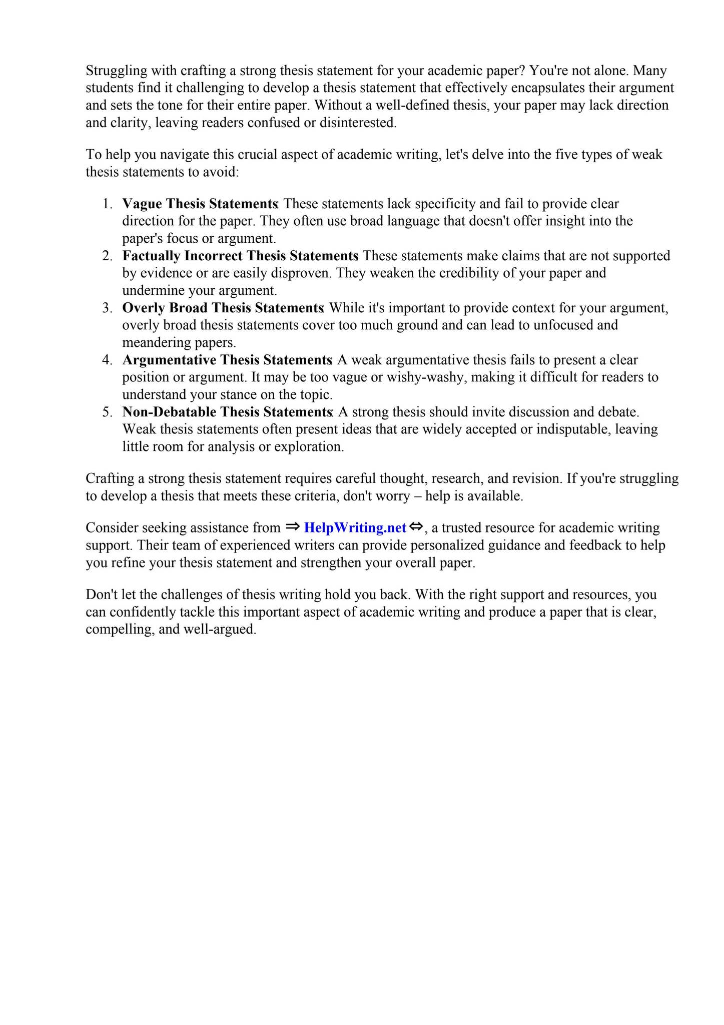 5 Types Of Weak Thesis Statements by Clemson University - Issuu