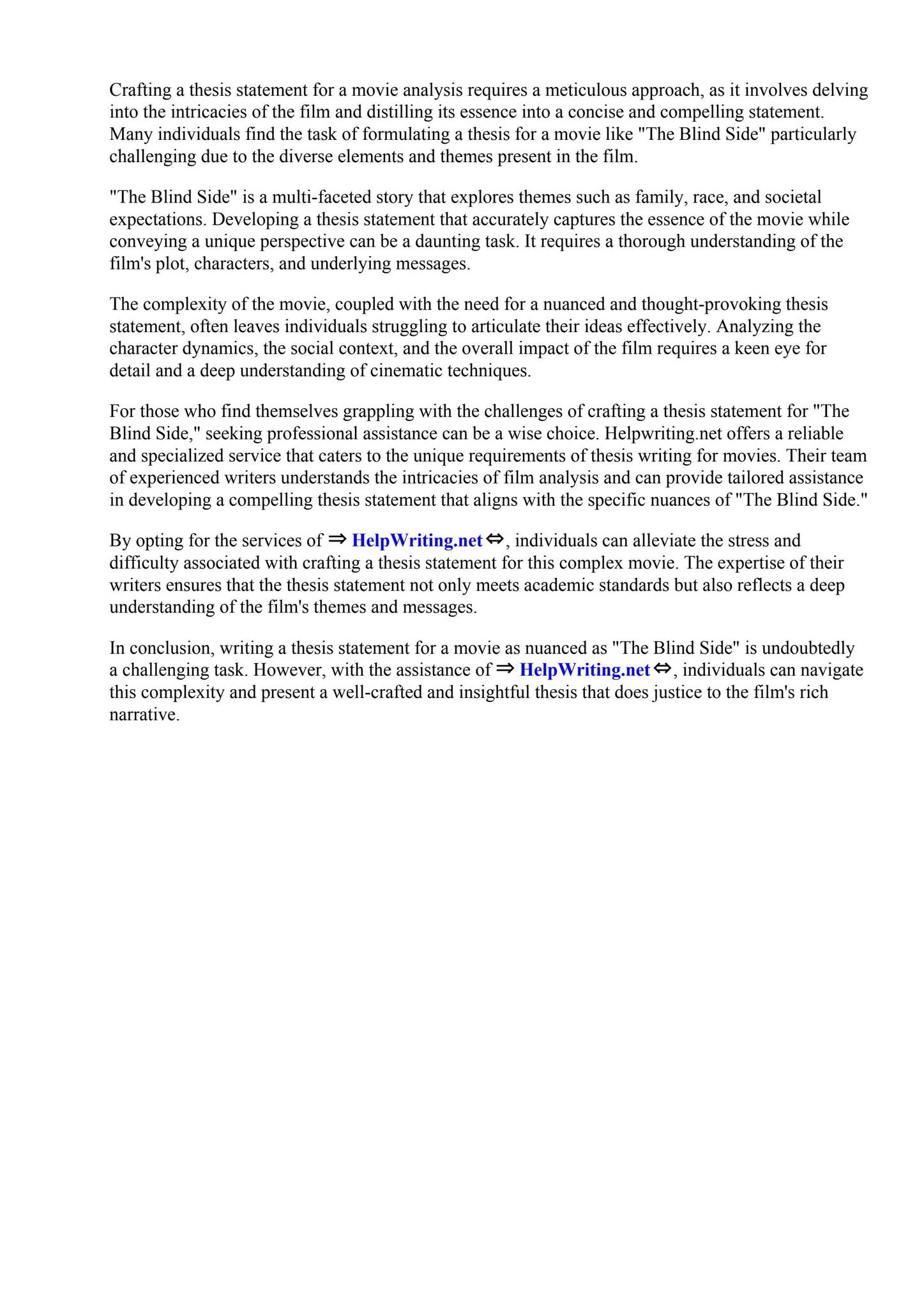 Thesis Statement For The Movie The Blind Side by Dalton State College ...