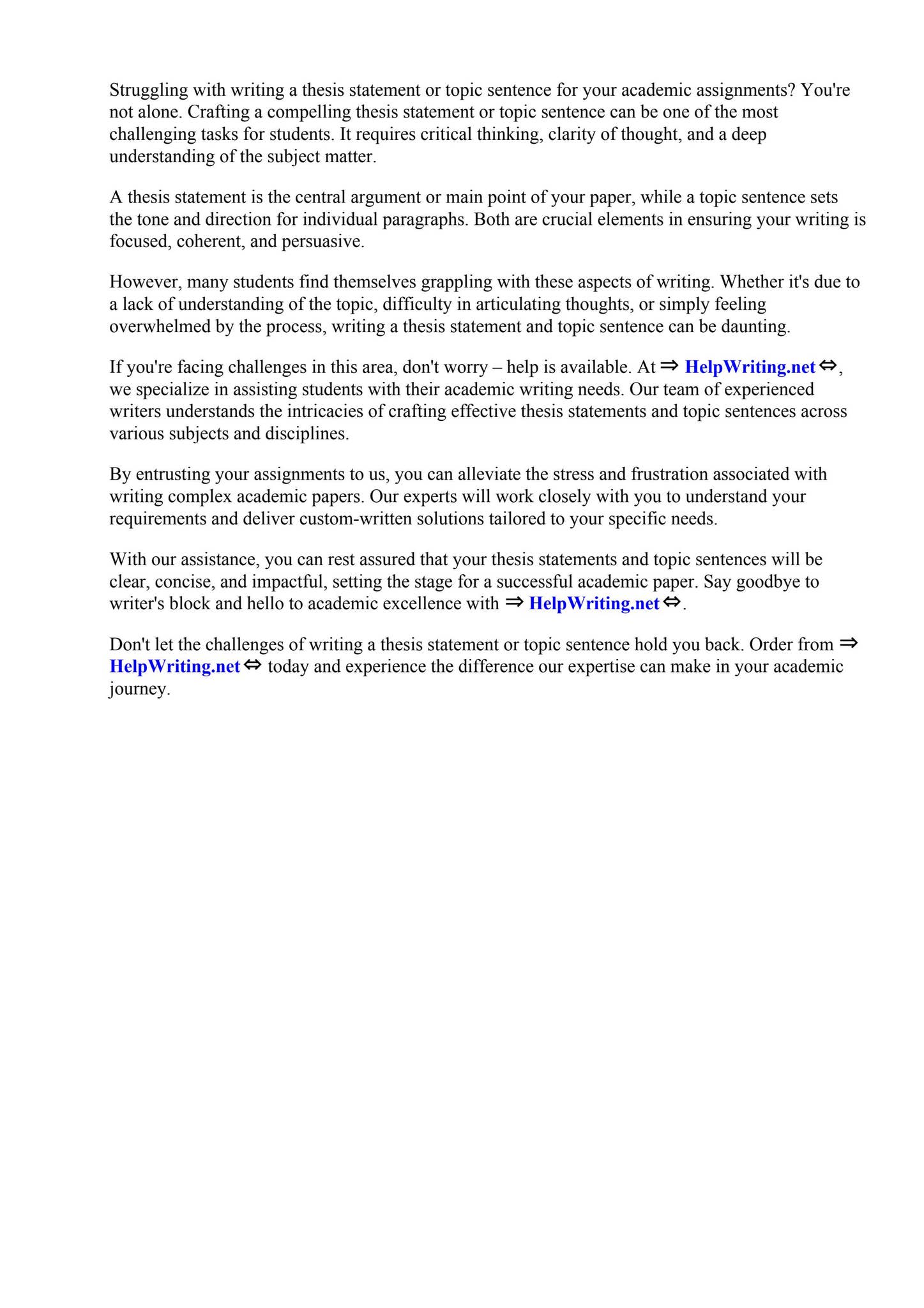 Thesis Statement And Topic Sentence Quiz by Harvey Mudd College - Issuu