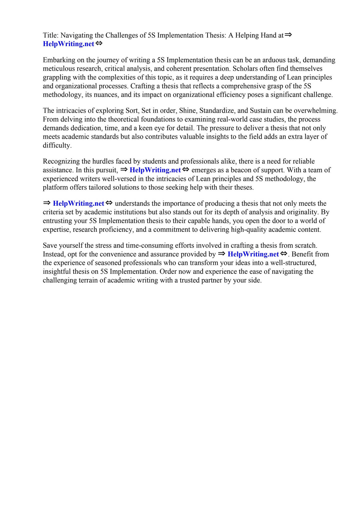 5S Implementation Thesis by Point University - Issuu
