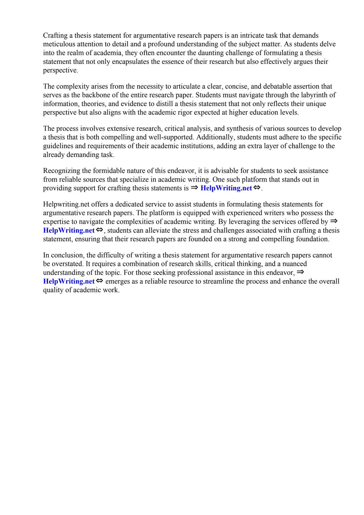 Thesis Statement Examples For Argumentative Research Papers by ...