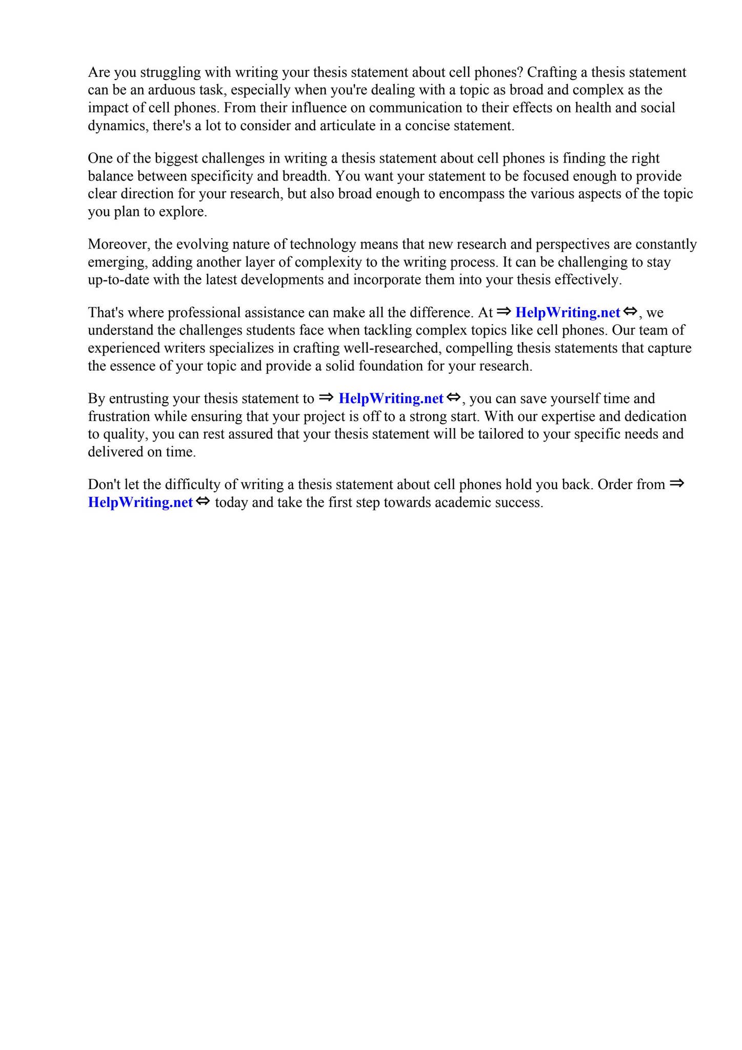 Thesis Statement Examples About Cell Phones by Davis and Elkins College ...