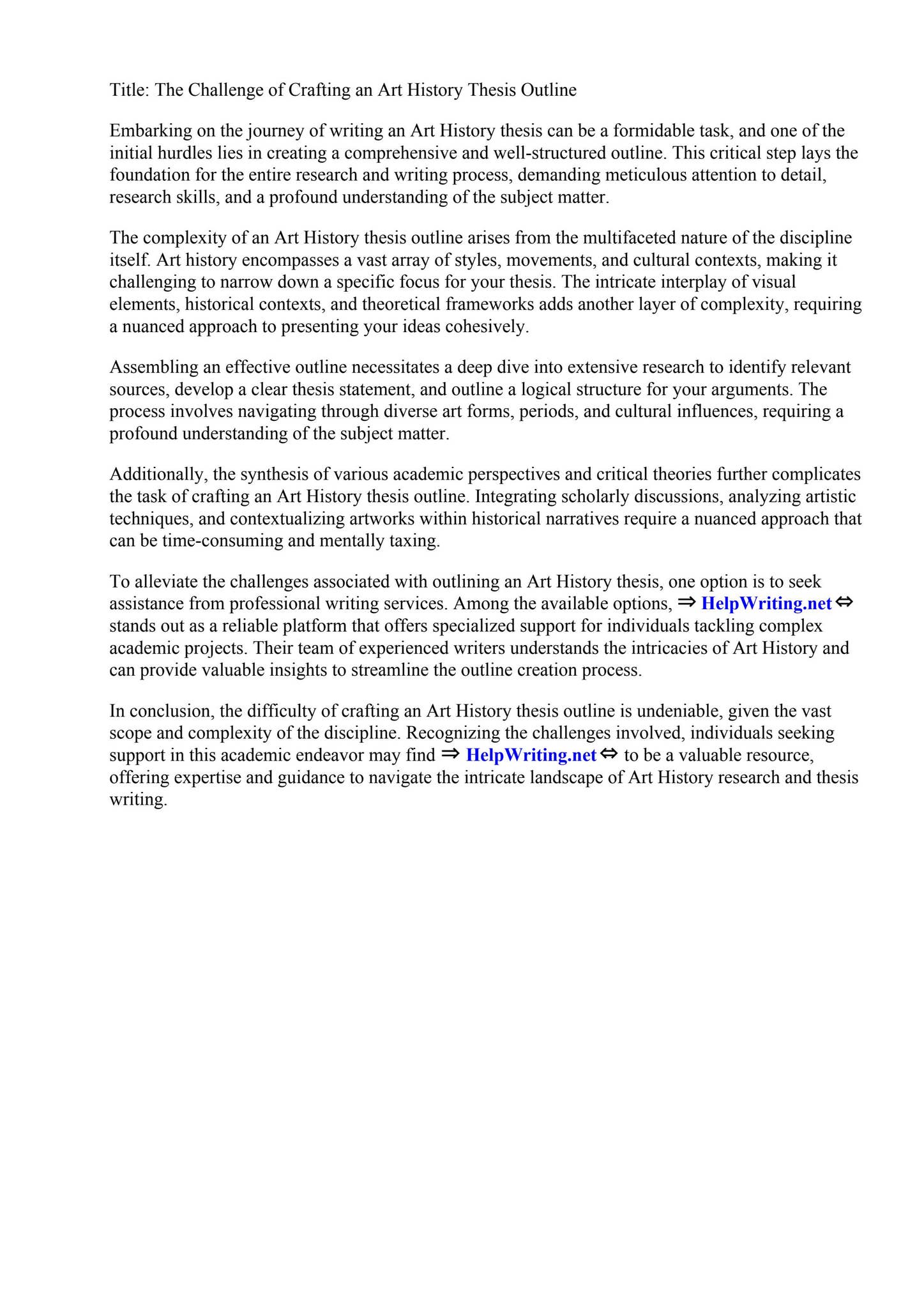 Art History Thesis Outline by Stephen F. Austin State University - Issuu