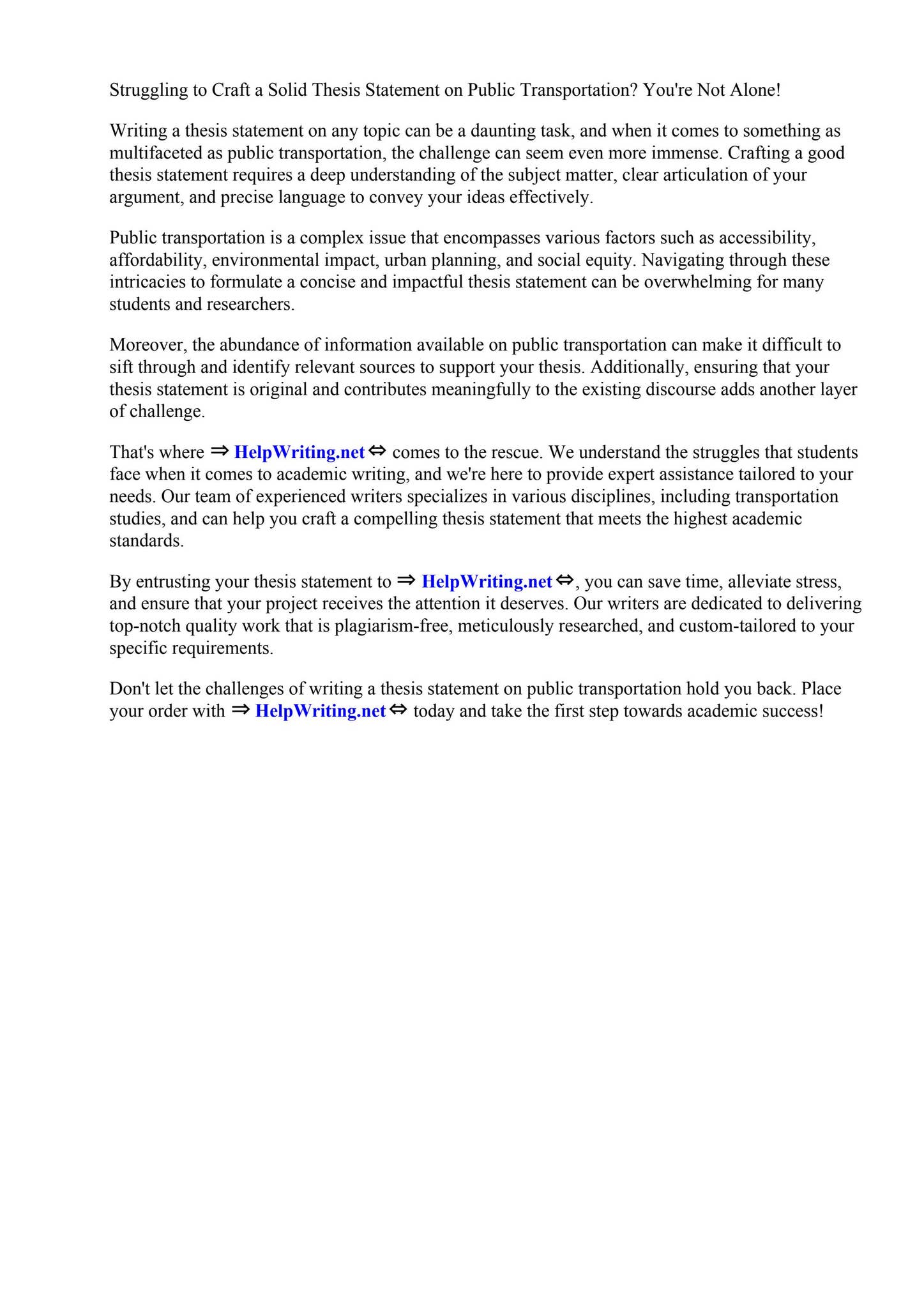 Good Thesis Statement Public Transportation by Monroe College - Issuu