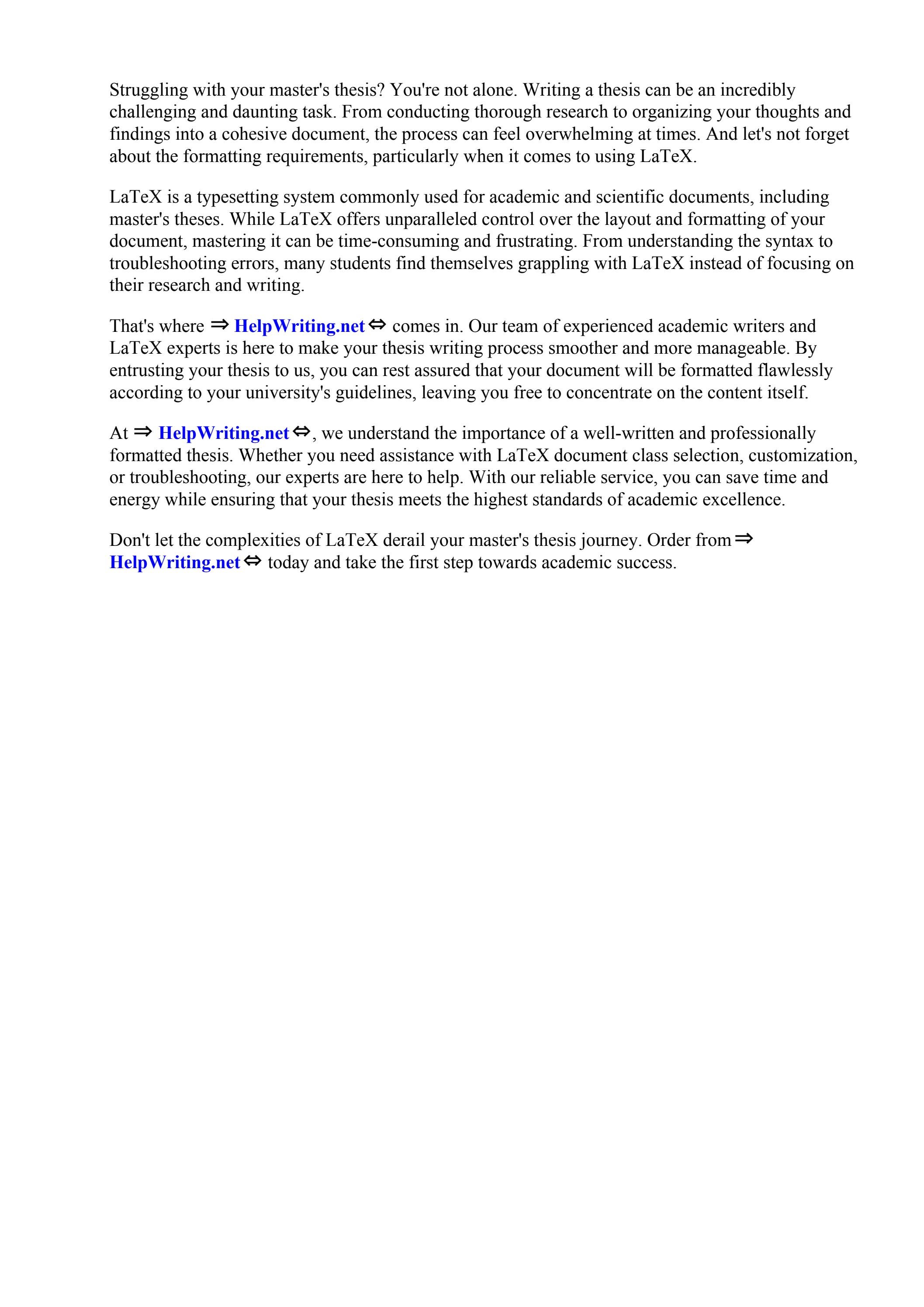 Latex Document Class For Master Thesis by Texarkana College - Issuu
