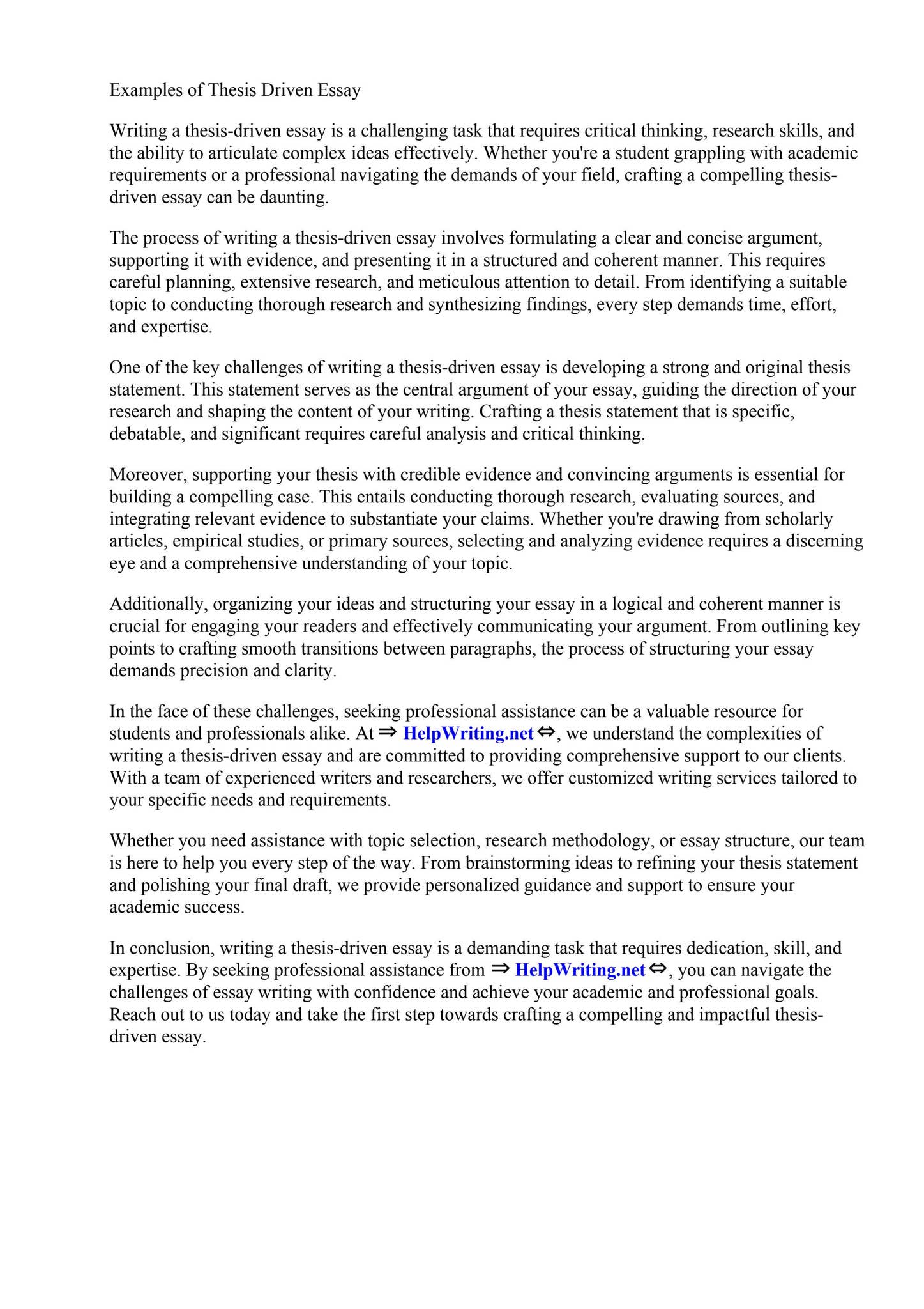 Examples Of Thesis Driven Essay by Williamsburg Technical College - Issuu