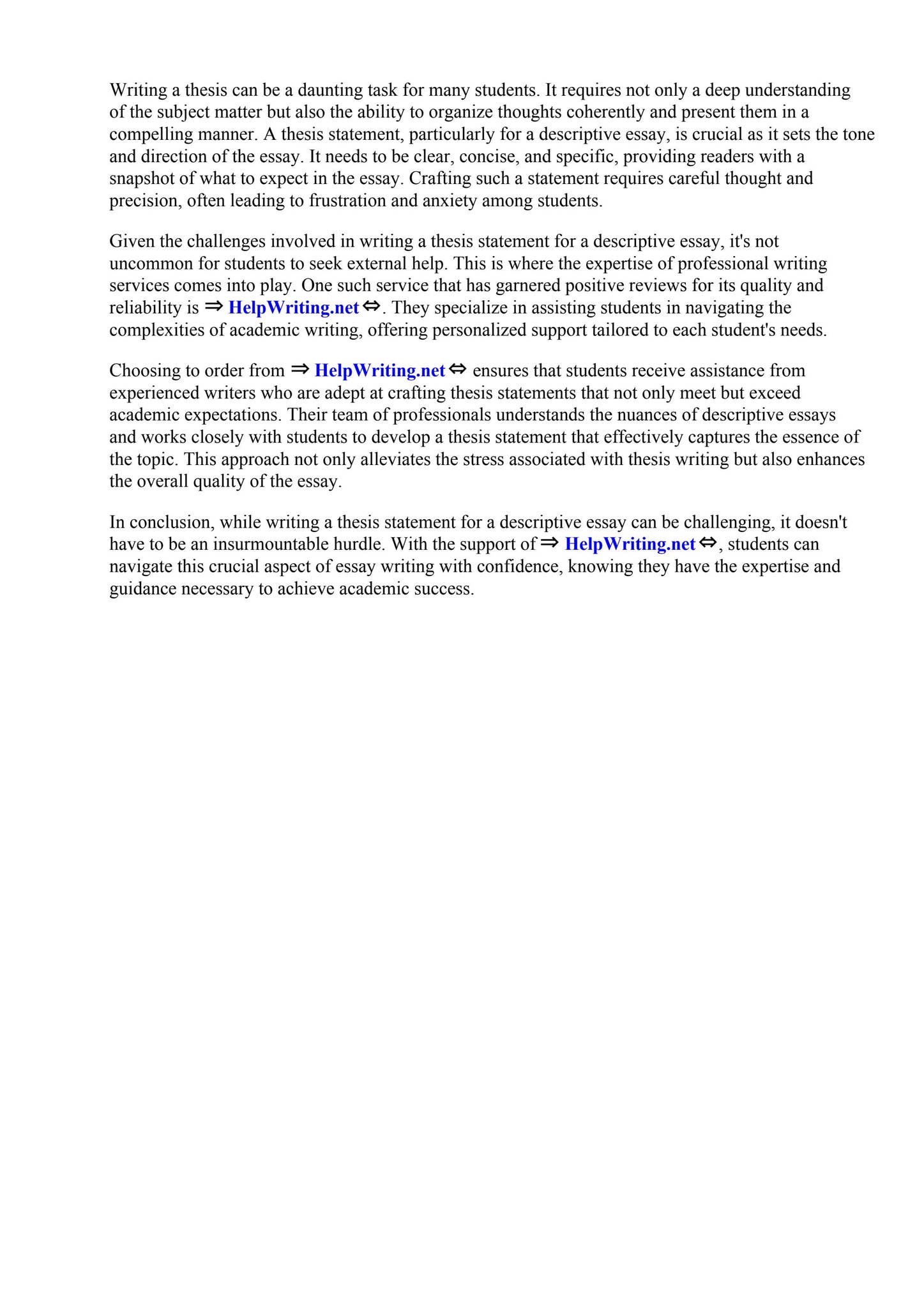 Examples Of A Thesis Statement For A Descriptive Essay by The ...