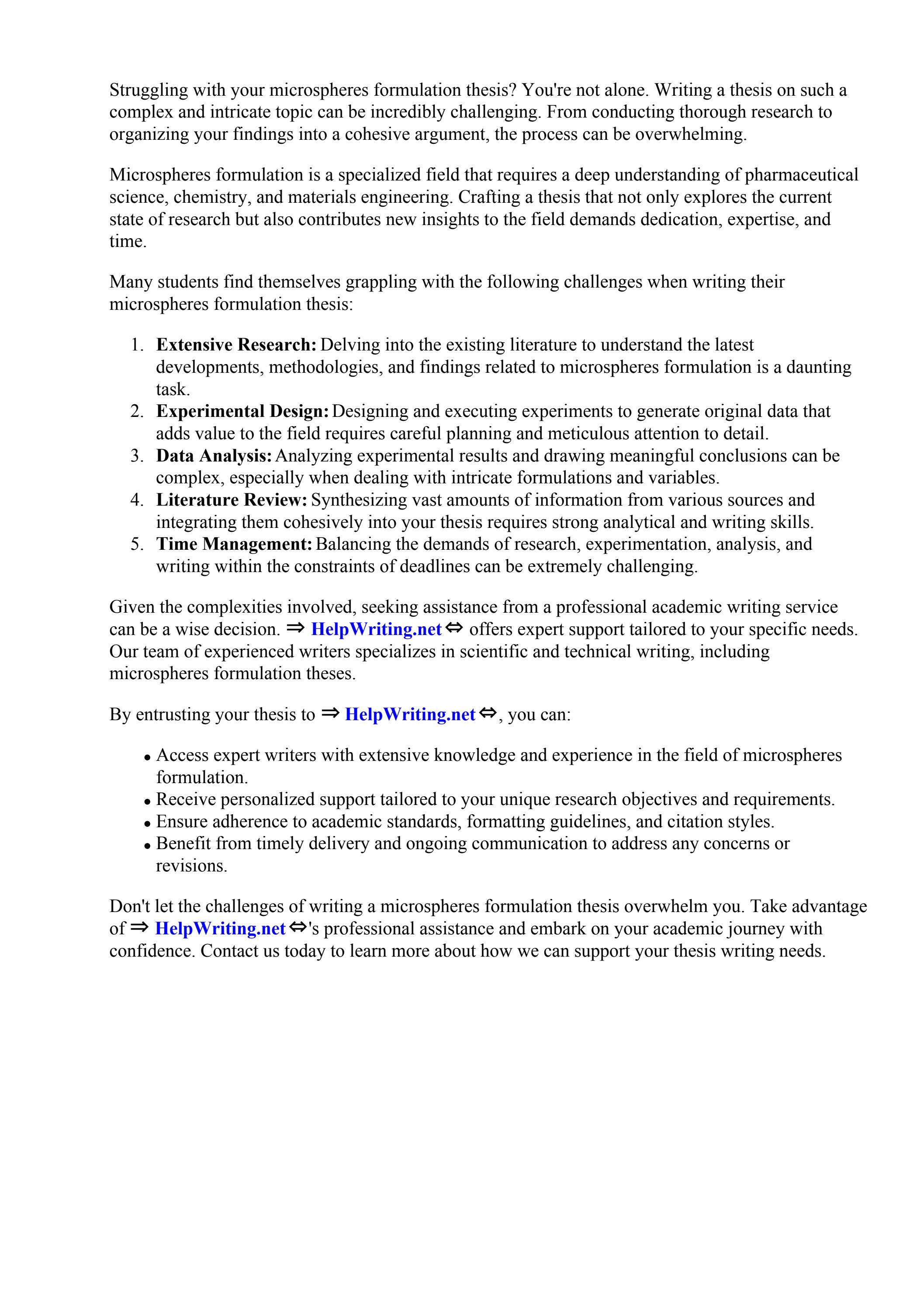 Microspheres Formulation Thesis by Roxbury Community College - Issuu