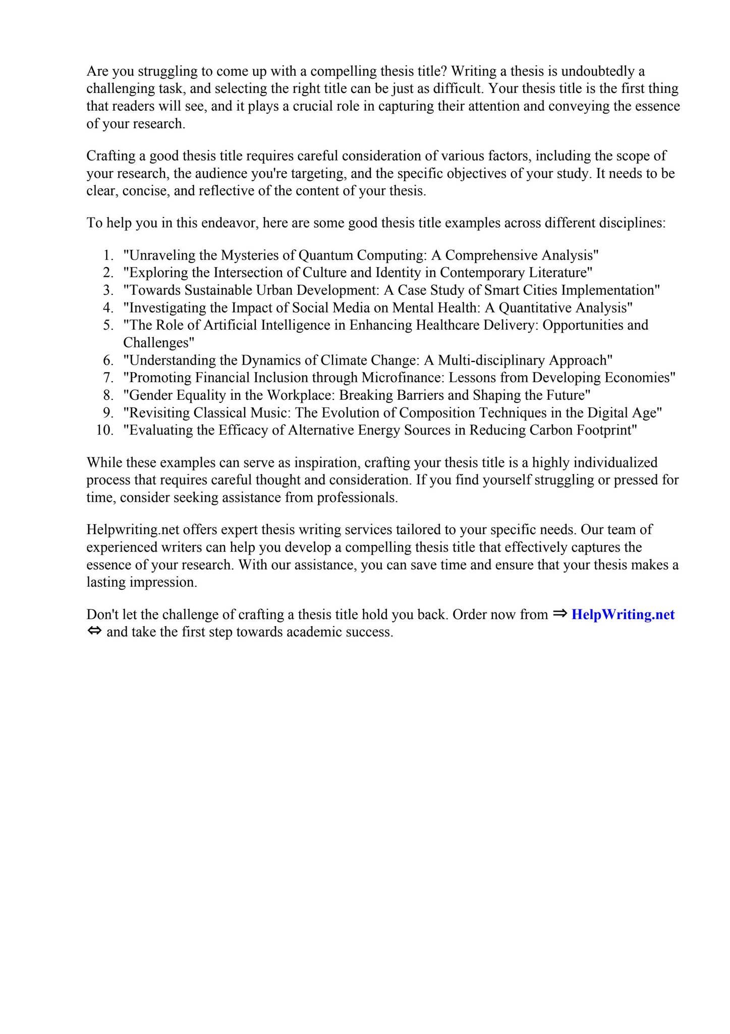 Good Thesis Title Examples by Doxa International University - Issuu
