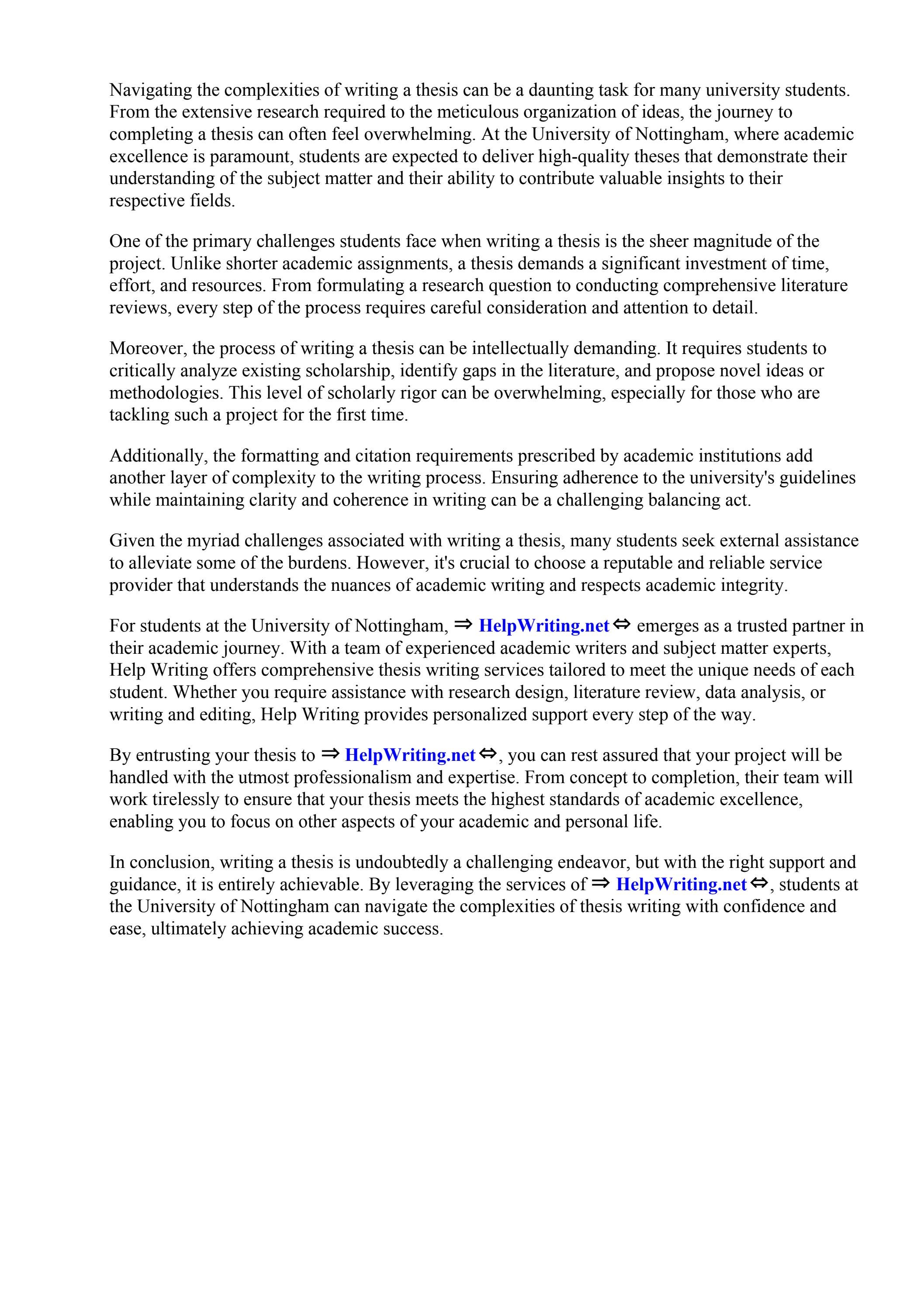 Thesis Guidelines University Of Nottingham by Stephen M. Ross School of ...