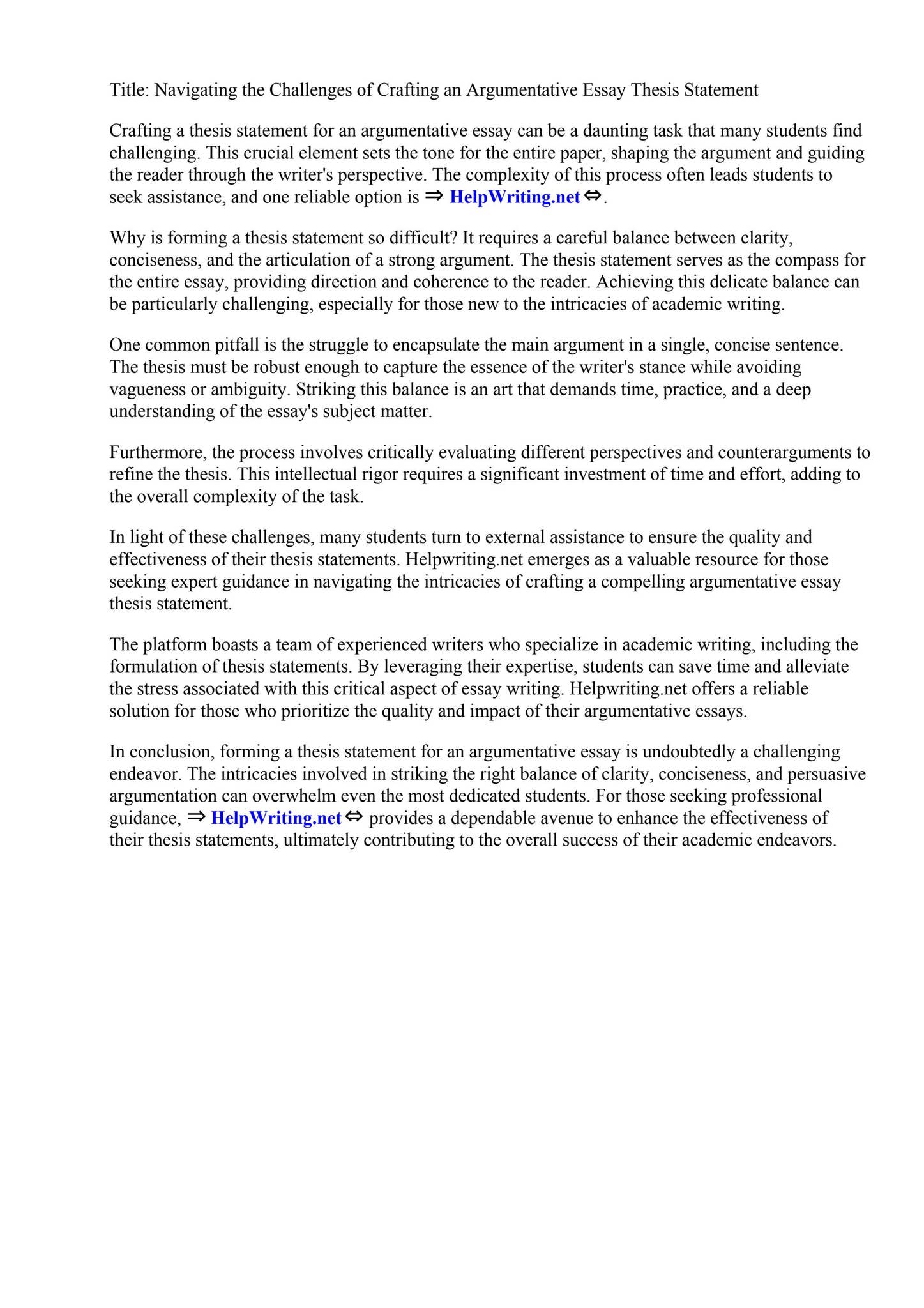 How To Form A Thesis Statement For An Argumentative Essay by Detroit ...