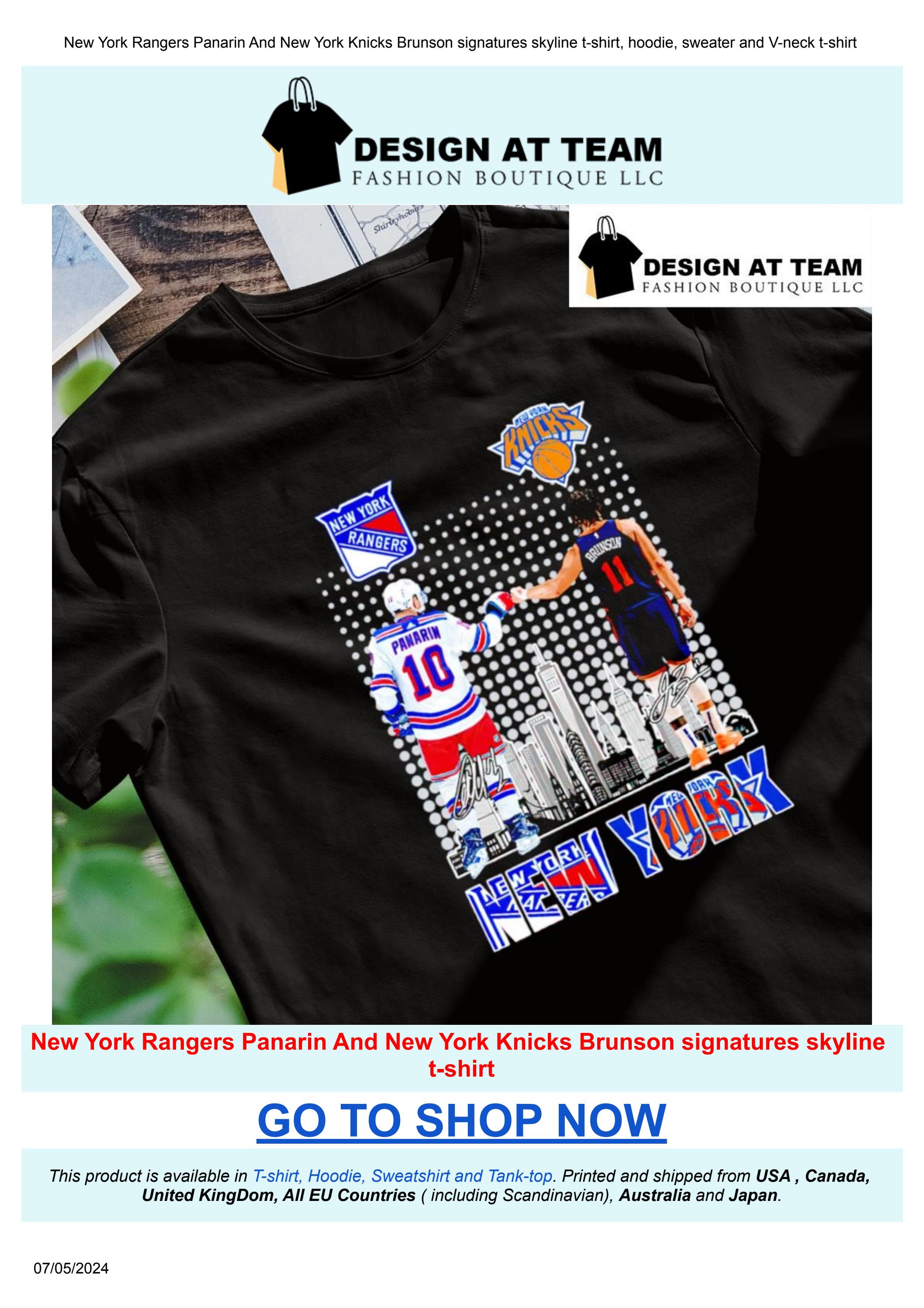 New York Rangers Panarin And New York Knicks Brunson signatures skyline ...