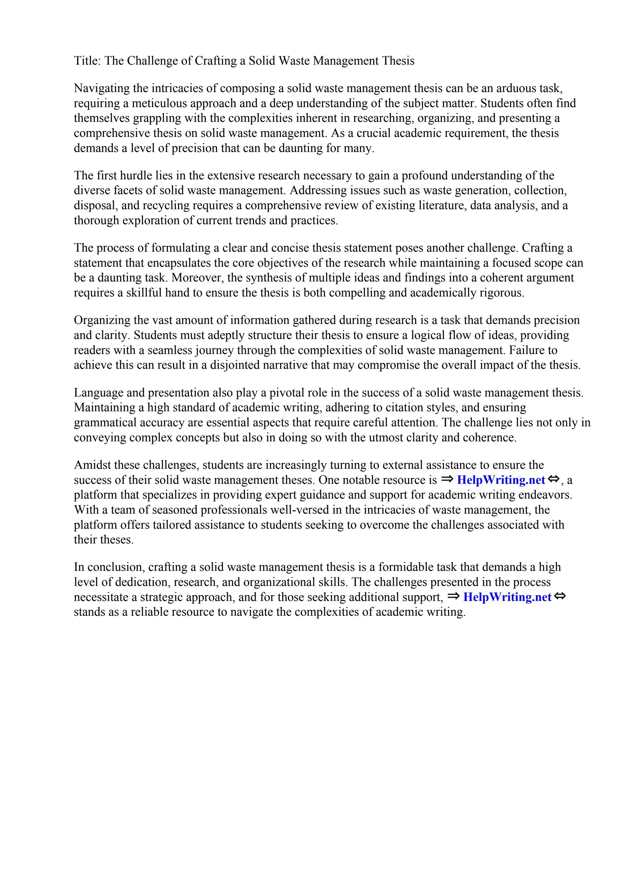Solid Waste Management Thesis by Milwaukee Area Technical College - Issuu