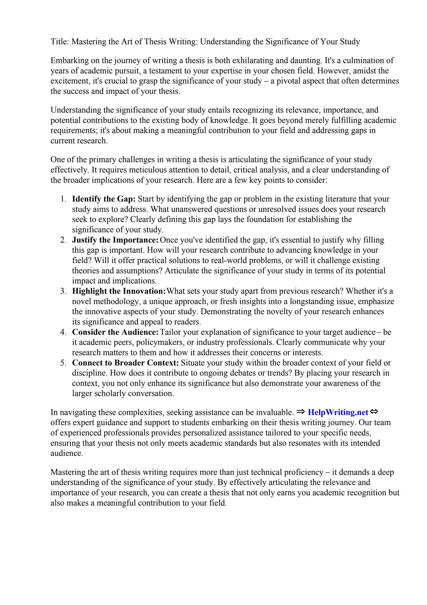 How To Write Thesis Significance Of The Study by Taylor University - Issuu