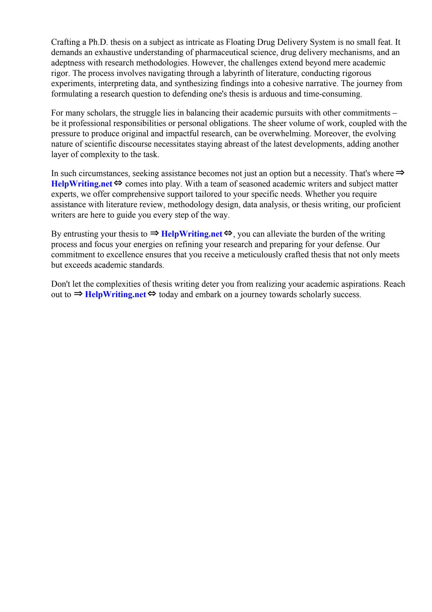 Phd Thesis Floating Drug Delivery System by California State University ...