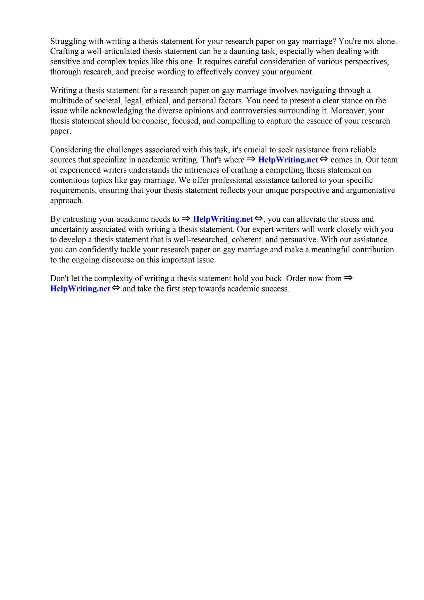 Thesis Statement For Research Paper On Gay Marriage by U.S. Career ...