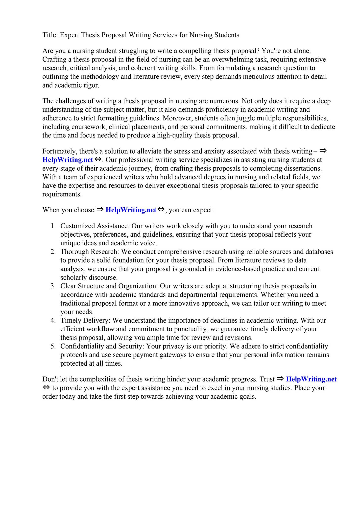 Sample Thesis Proposal Nursing by Monterey College of Law - Issuu