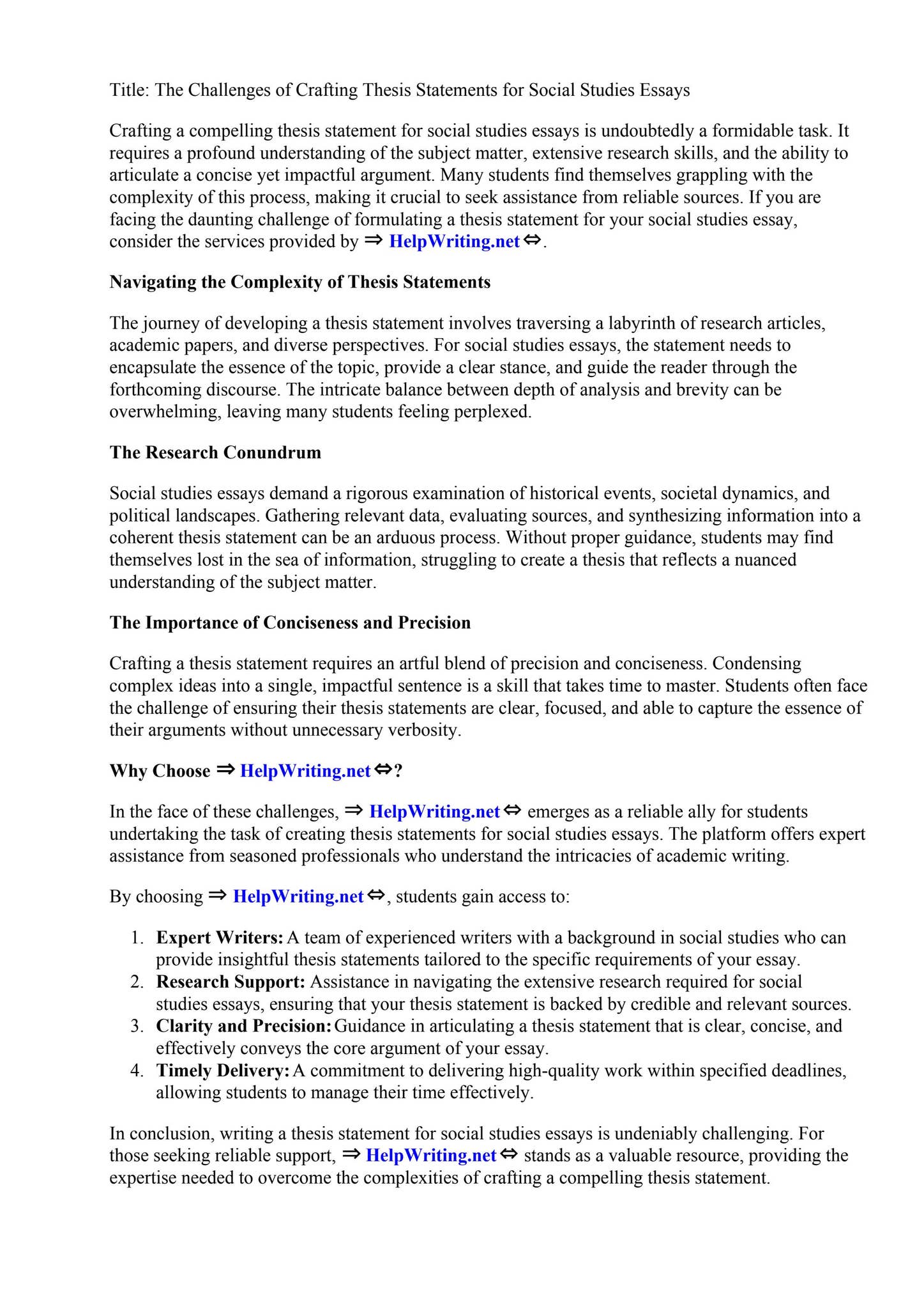 Thesis Statement Examples For Social Studies Essays by Contra Costa ...