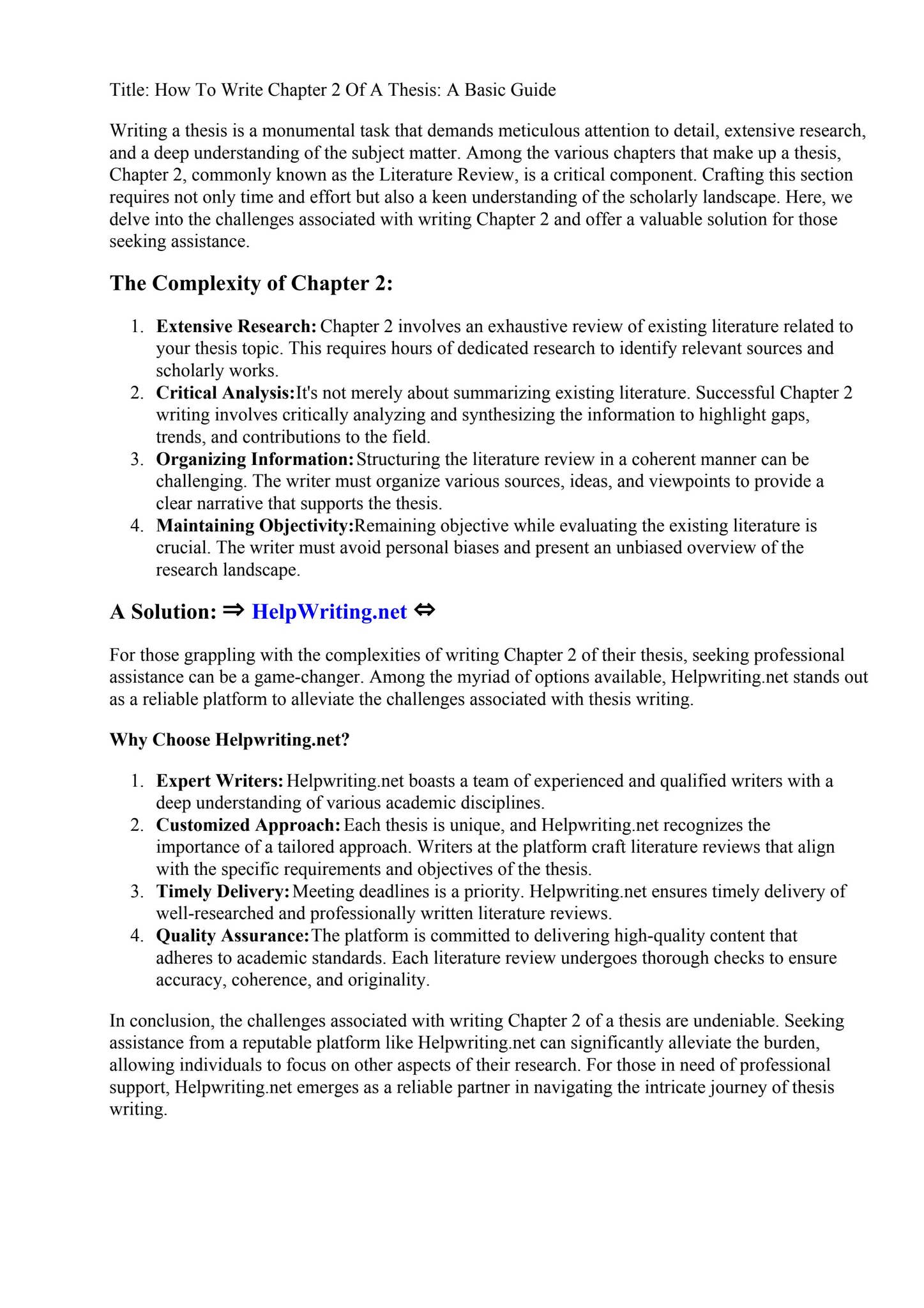 How To Write Chapter 2 Of A Thesis Basic Guide by California State ...