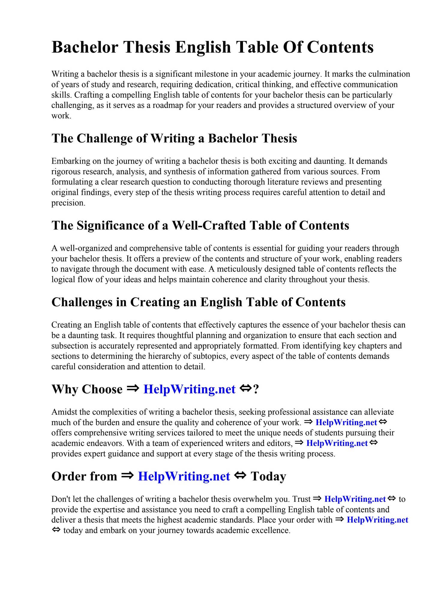 Bachelor Thesis English Table Of Contents by Defiance College - Issuu
