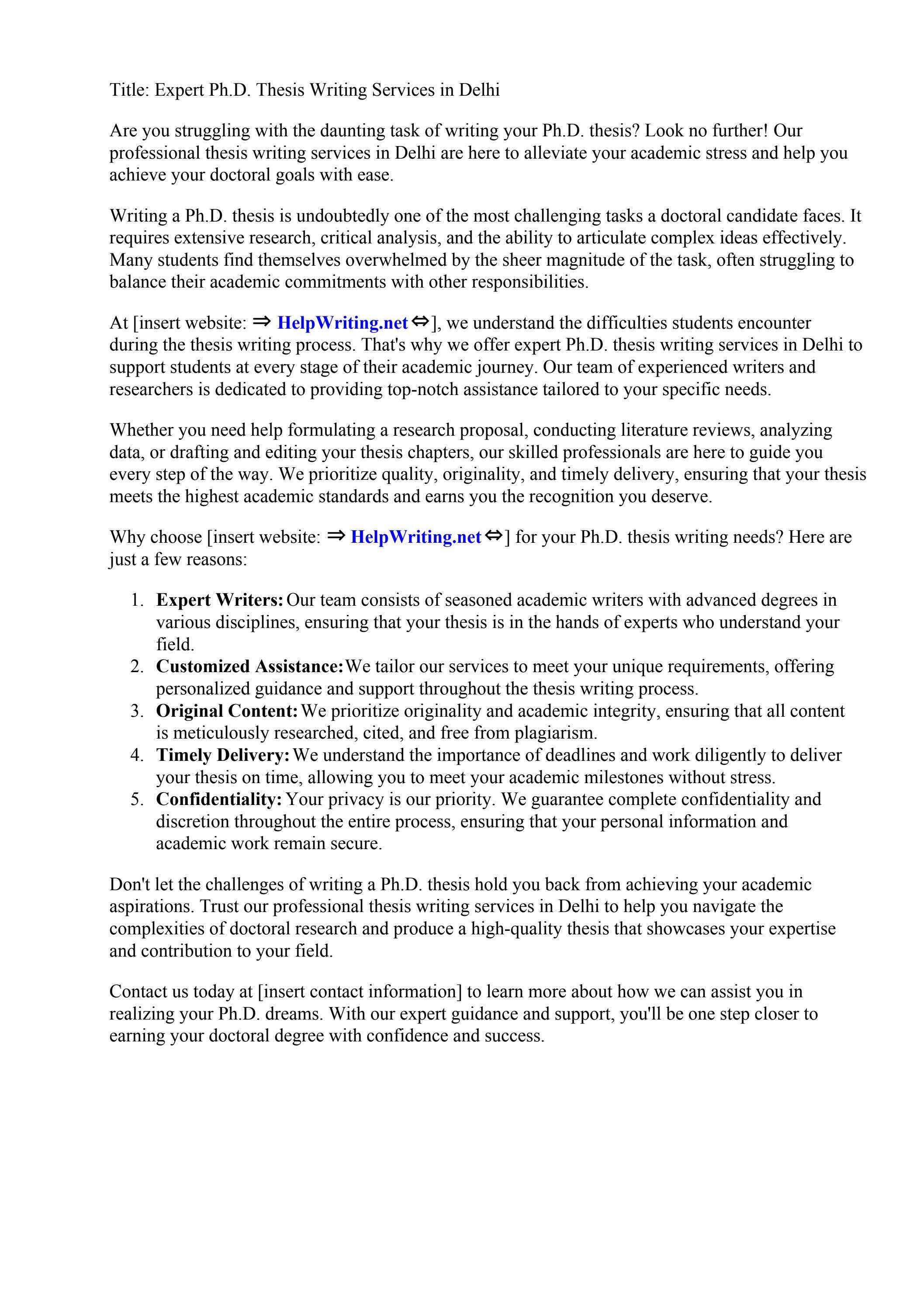 Phd Thesis Writing Services Delhi By Cleary University Issuu
