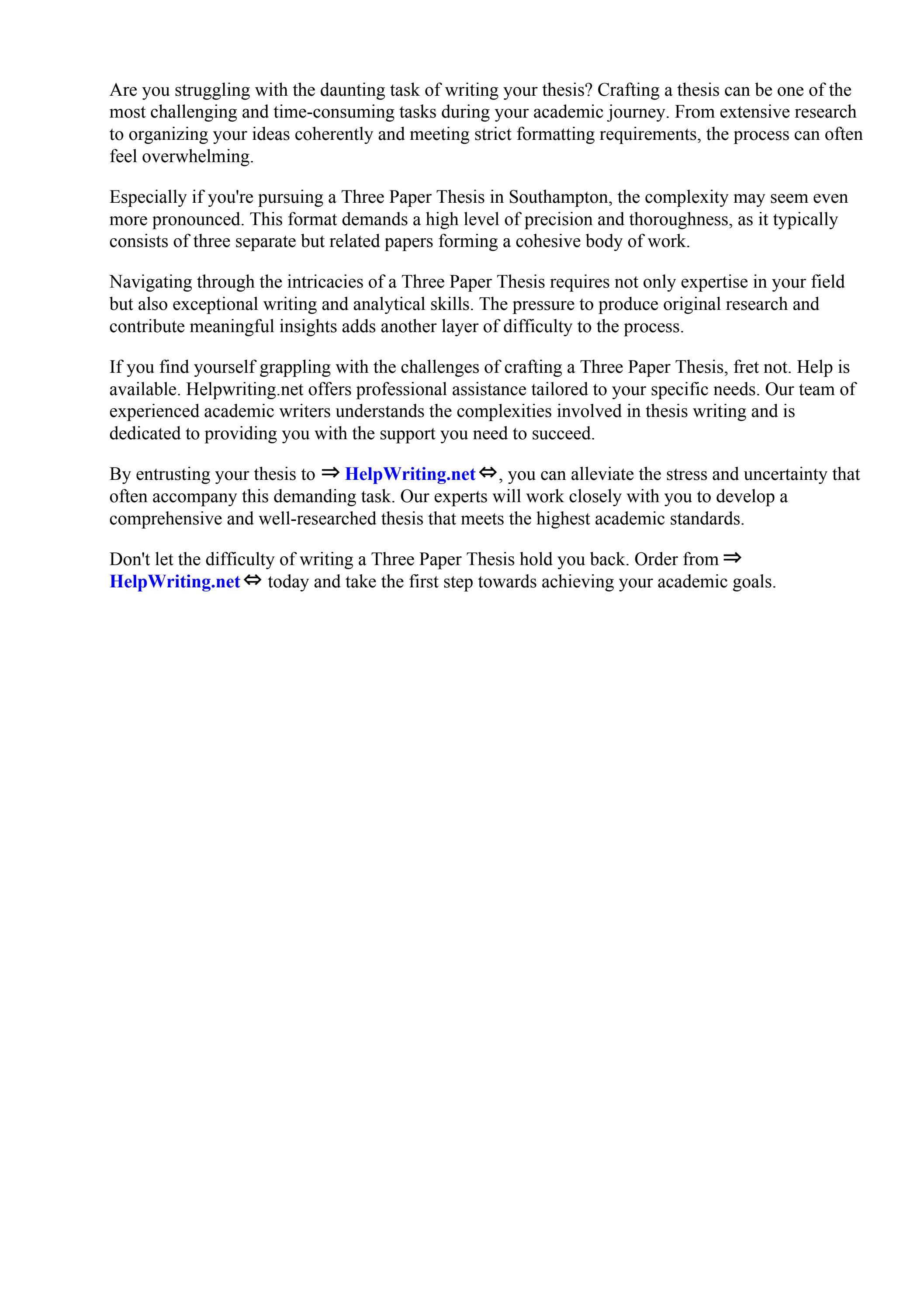 Three Paper Thesis Southampton by Concordia College New York - Issuu