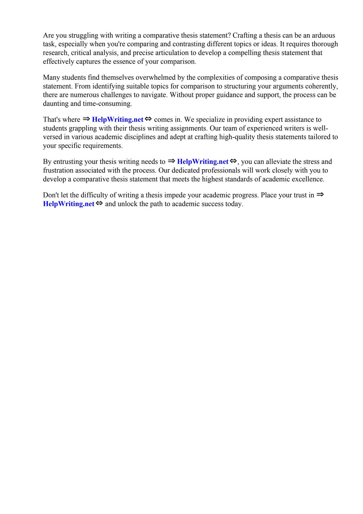 Comparative Thesis Statement Examples by Trine University - Issuu