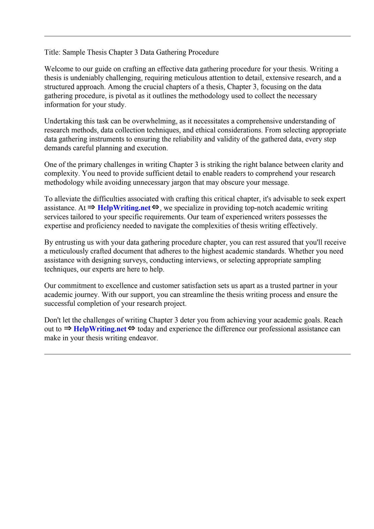 Sample Thesis Chapter 3 Data Gathering Procedure by Trine University ...