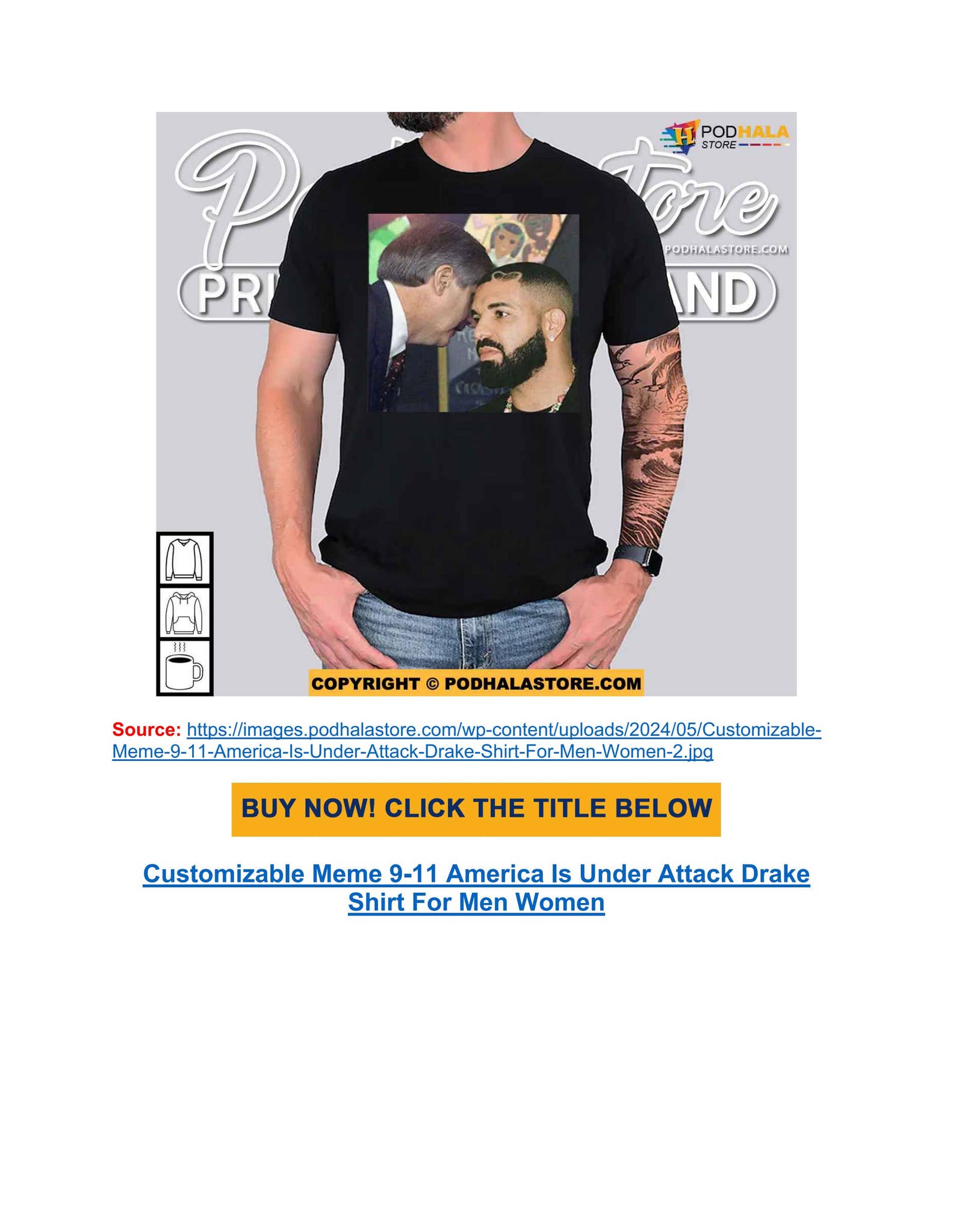 Customizable Meme 9-11 America Is Under Attack Drake Shirt For Men ...