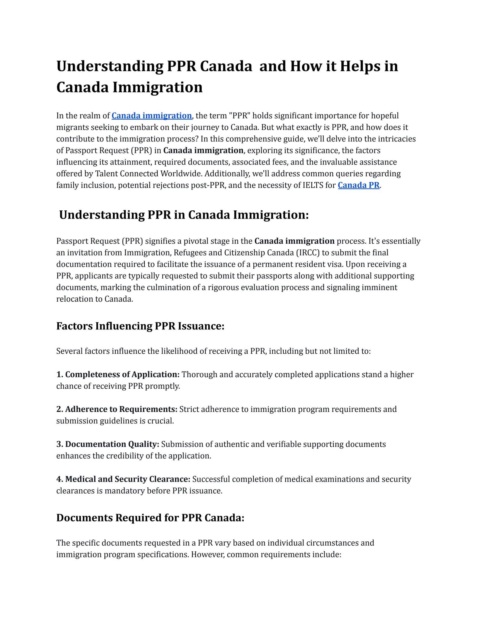 Understanding PPR Canada and How it Helps in Canada Immigration by ...