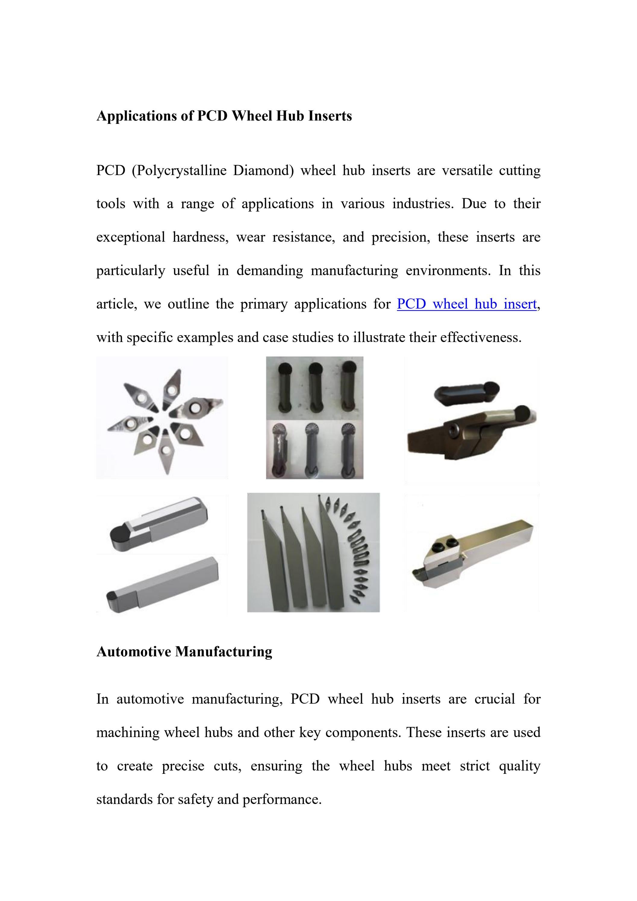 Applications of PCD Wheel Hub Inserts by LORY~ - Issuu