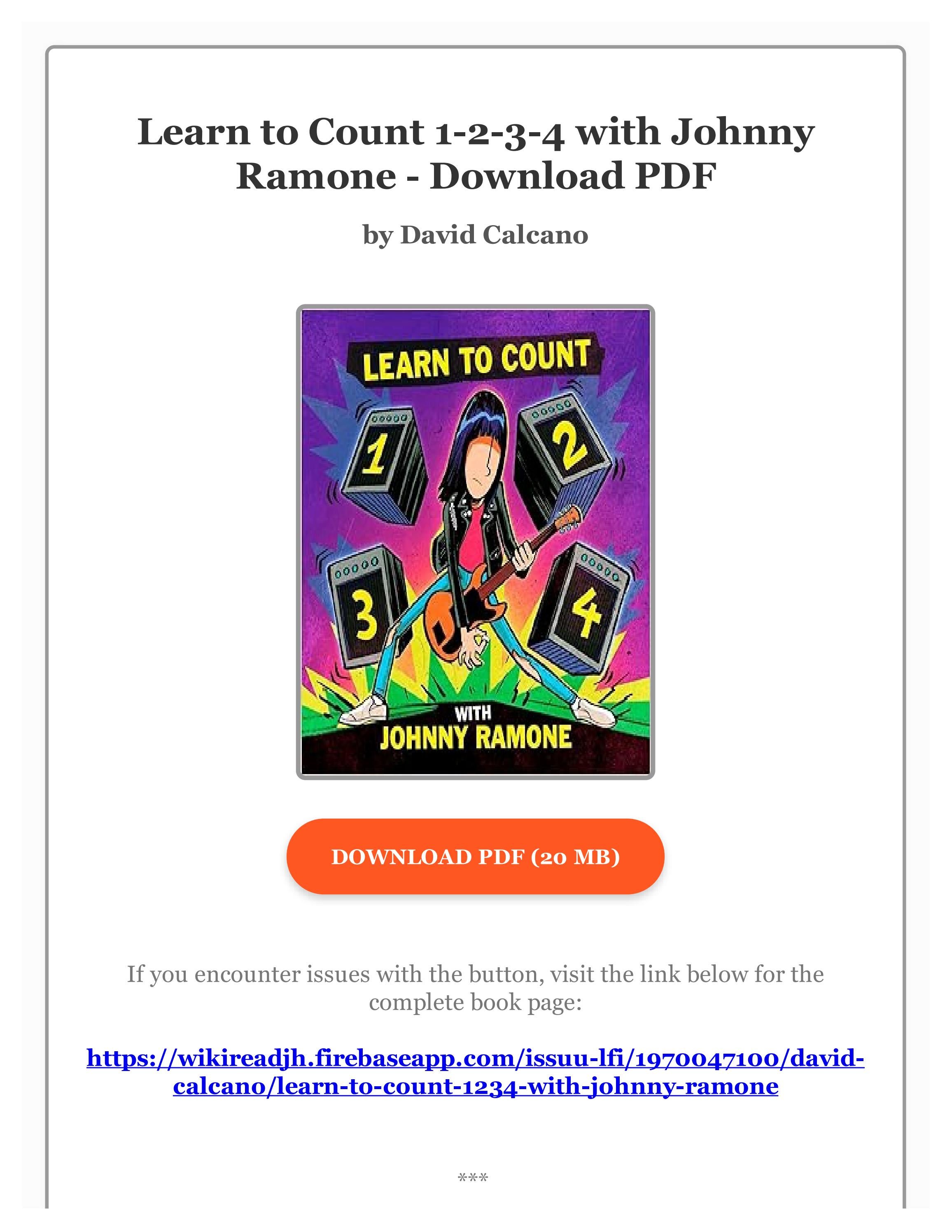 PDF Learn to Count 1-2-3-4 with Johnny Ramone by David Calcano by JoanieHauckki - Issuu
