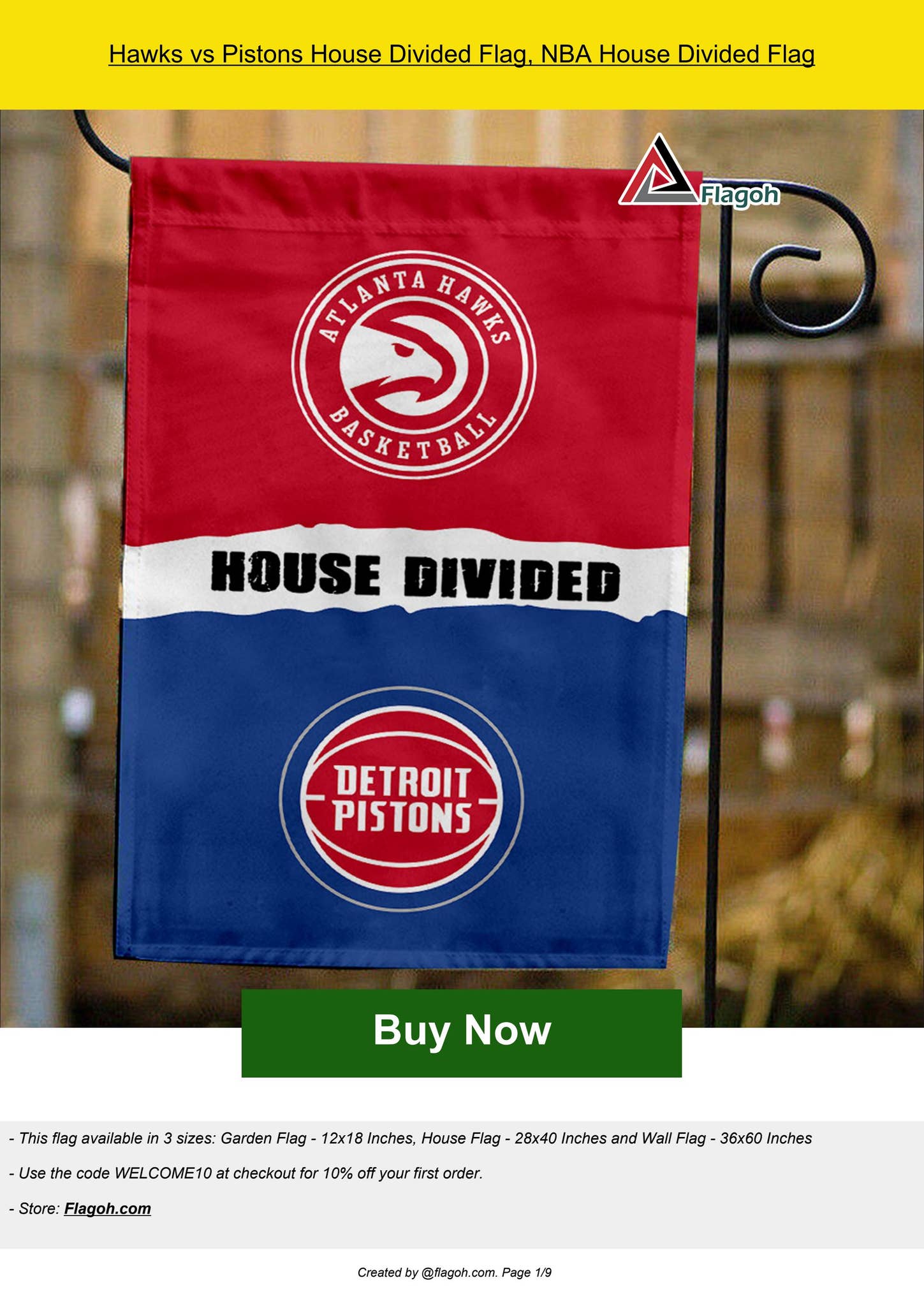 Hawks vs Pistons House Divided Flag, NBA House Divided Flag by flagoh ...