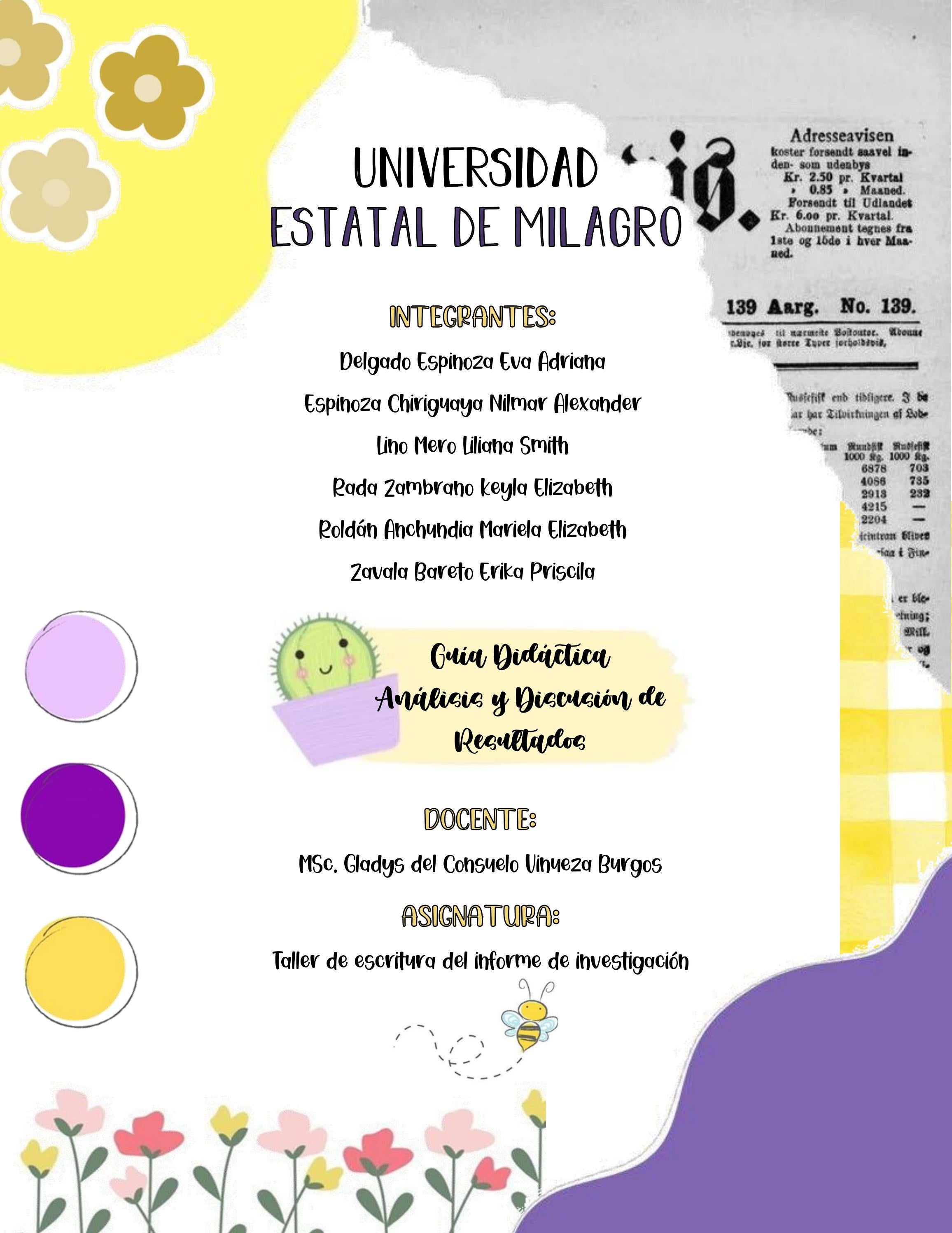 Guía Didáctica Análisis y Discusión de Resultados by LILIANA SMITH LINO ...
