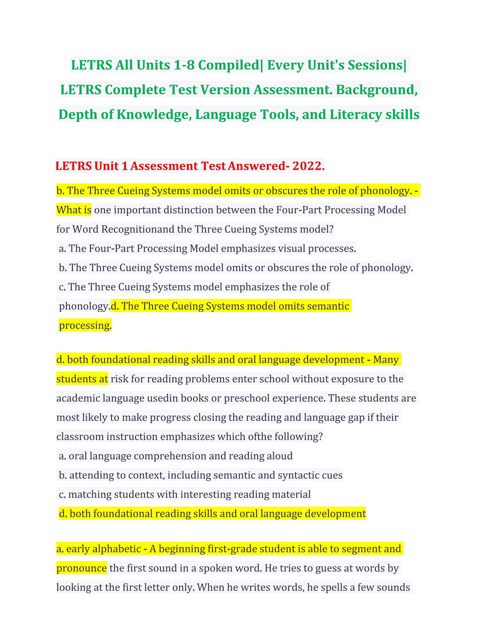 LETRS All Units 1-8 Compiled| Every Unit's Sessions| LETRS Complete ...