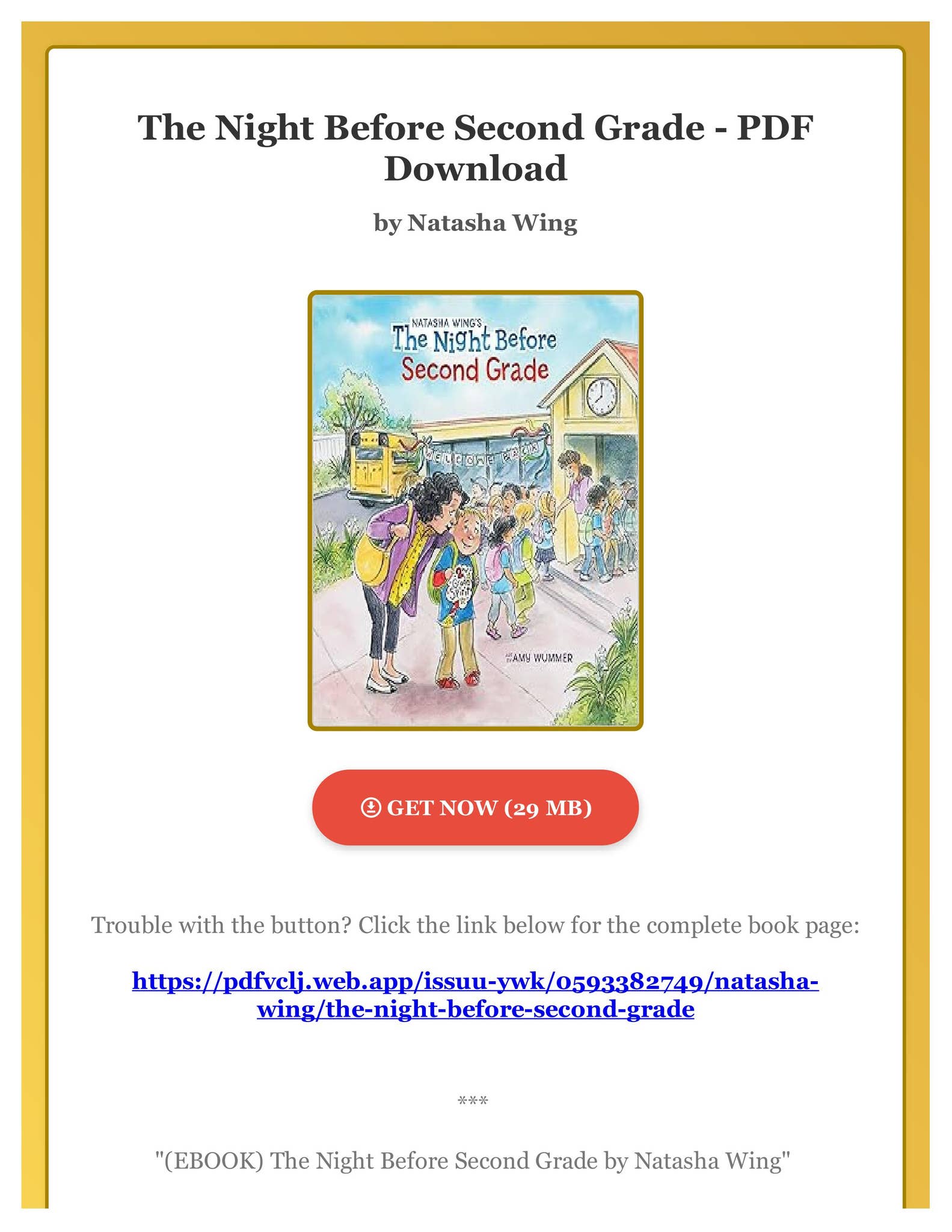 (EBOOK) The Night Before Second Grade by Natasha Wing by SchimmelPhDki ...