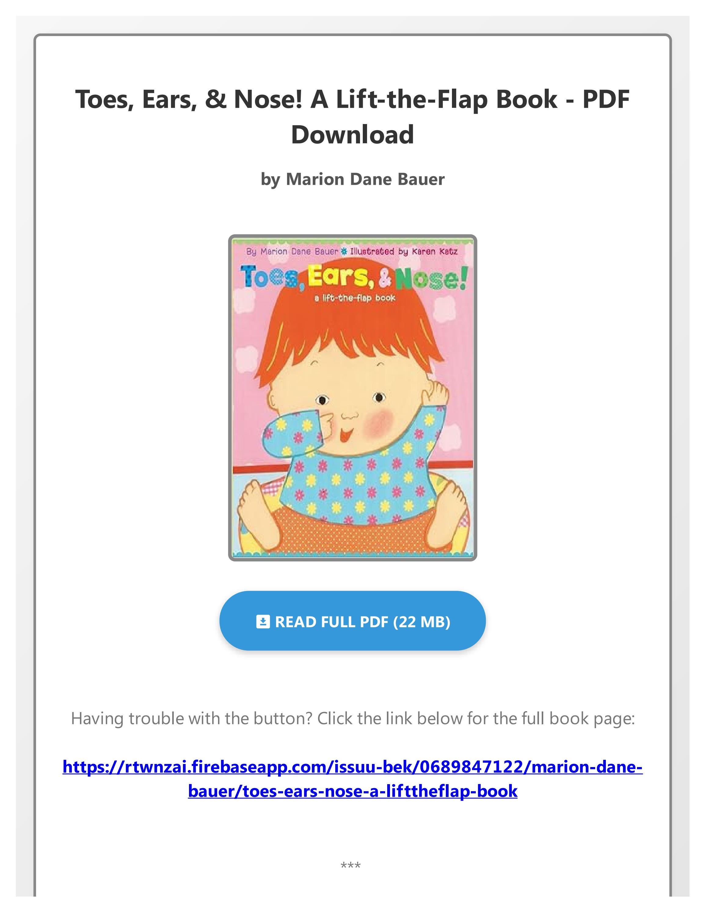 PDF Toes, Ears, & Nose! A Lift-the-Flap Book by Marion Dane Bauer by ...