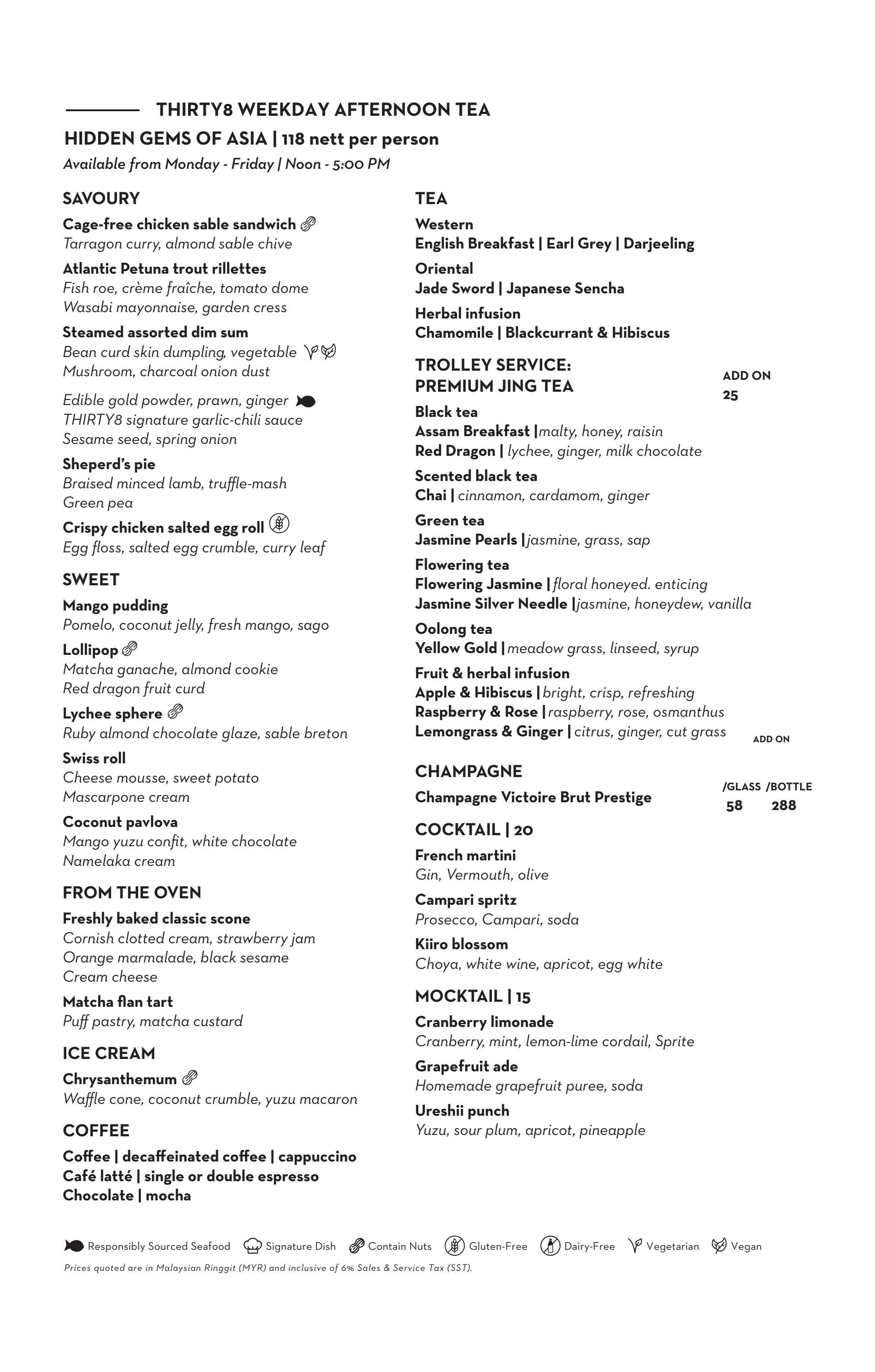 Menu: THIRTY8 Weekday Afternoon Tea by Grand Hyatt Kuala Lumpur - Issuu