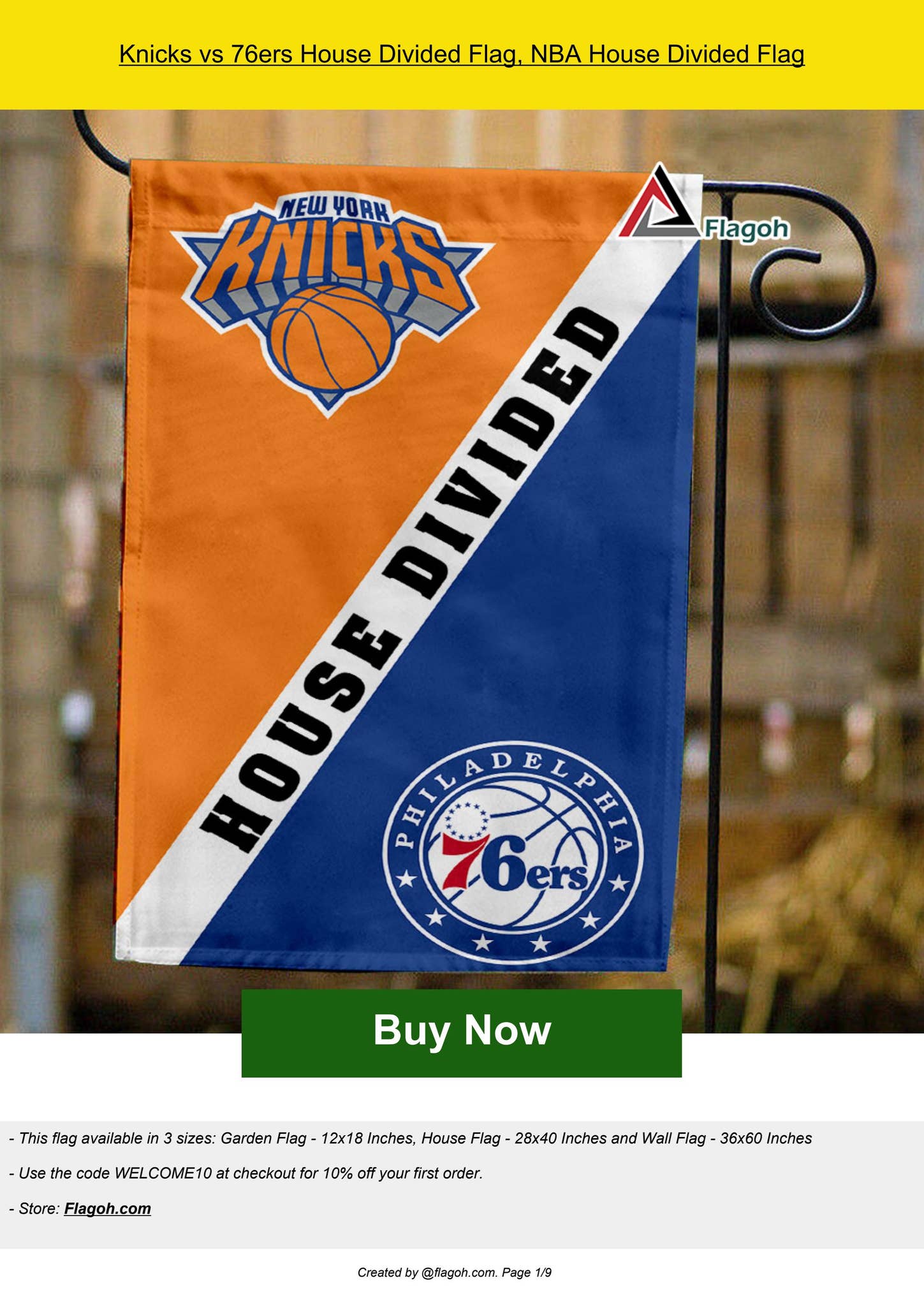 Knicks vs 76ers House Divided Flag, NBA House Divided Flag by flagoh ...