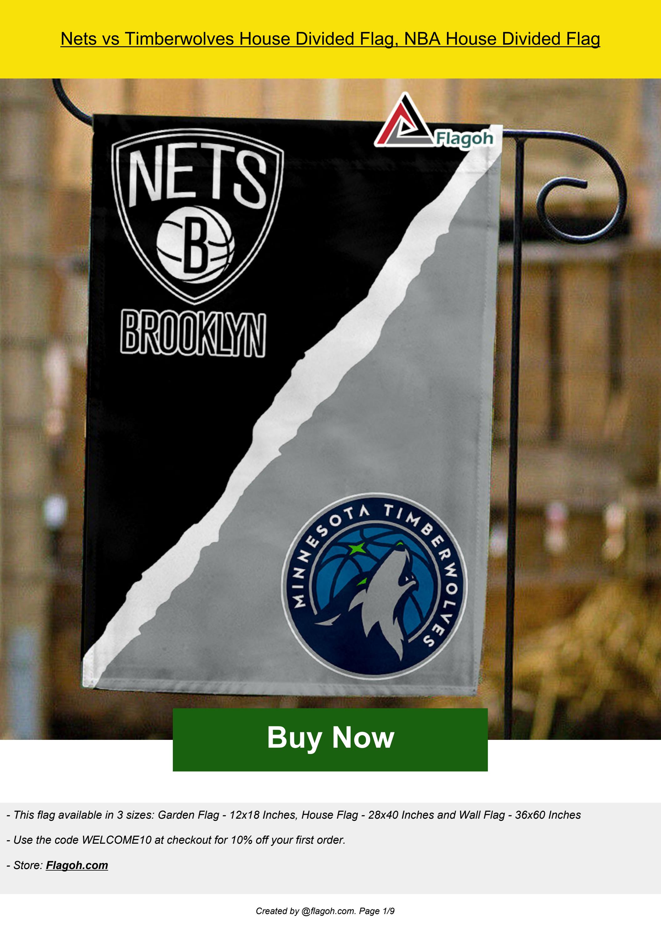 Nets vs Timberwolves House Divided Flag, NBA House Divided Flag by ...