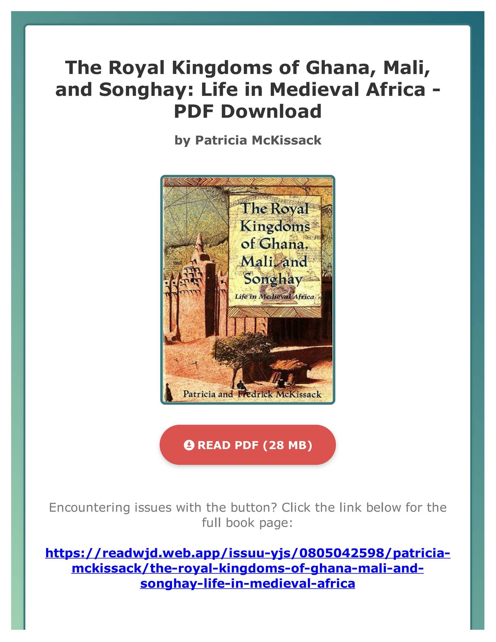 (FREE (PDF) The Royal Kingdoms of Ghana, Mali, and Songhay: Life in ...