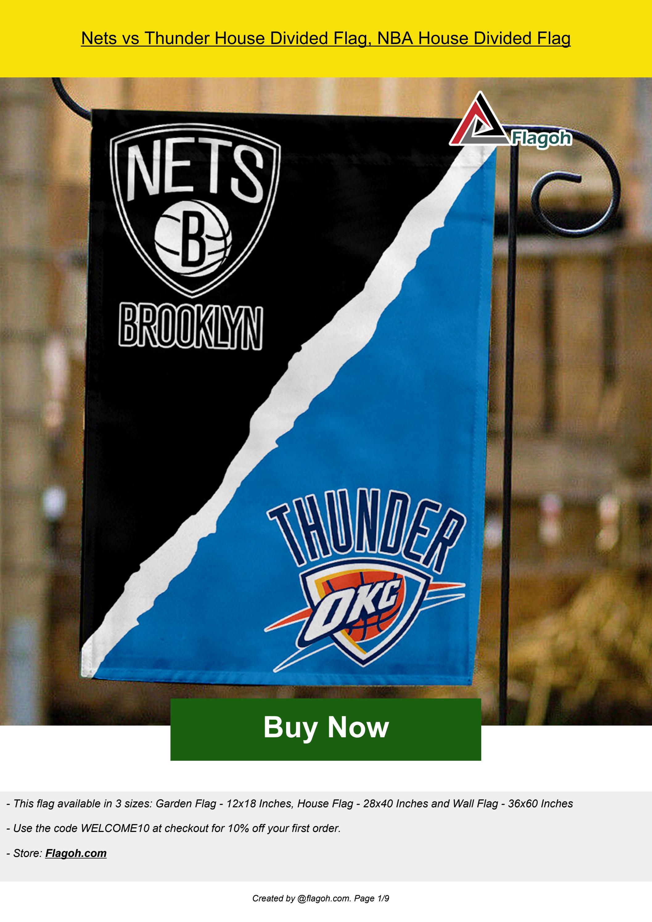 Nets vs Thunder House Divided Flag, NBA House Divided Flag by flagoh ...