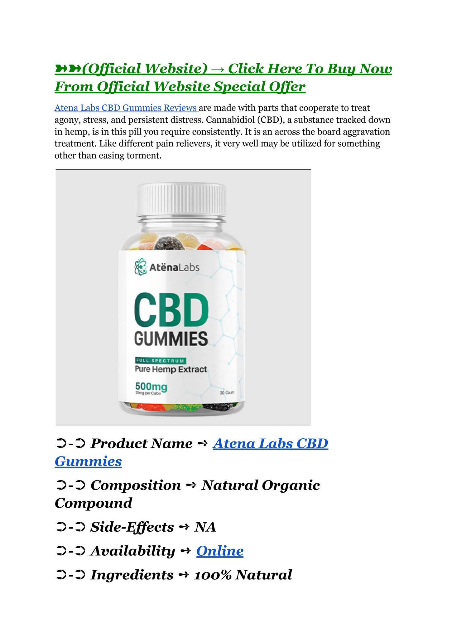 Atena Labs CBD Gummies Reviews - [ONLINE PRICE!] Buy Now! by Atenalabscbd - Issuu