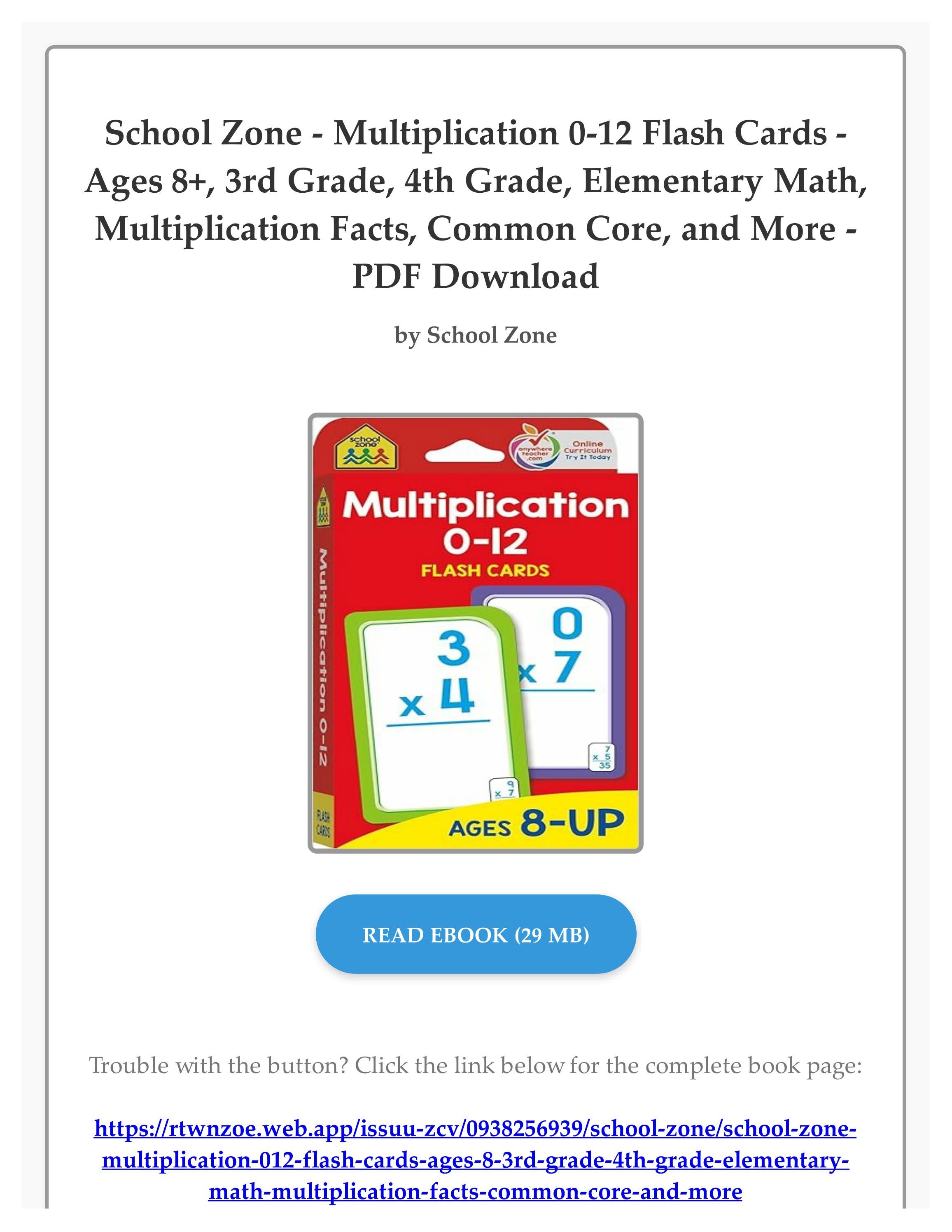 (PDF) eBOOK School Zone - Multiplication 0-12 Flash Cards - Ages 8 ...