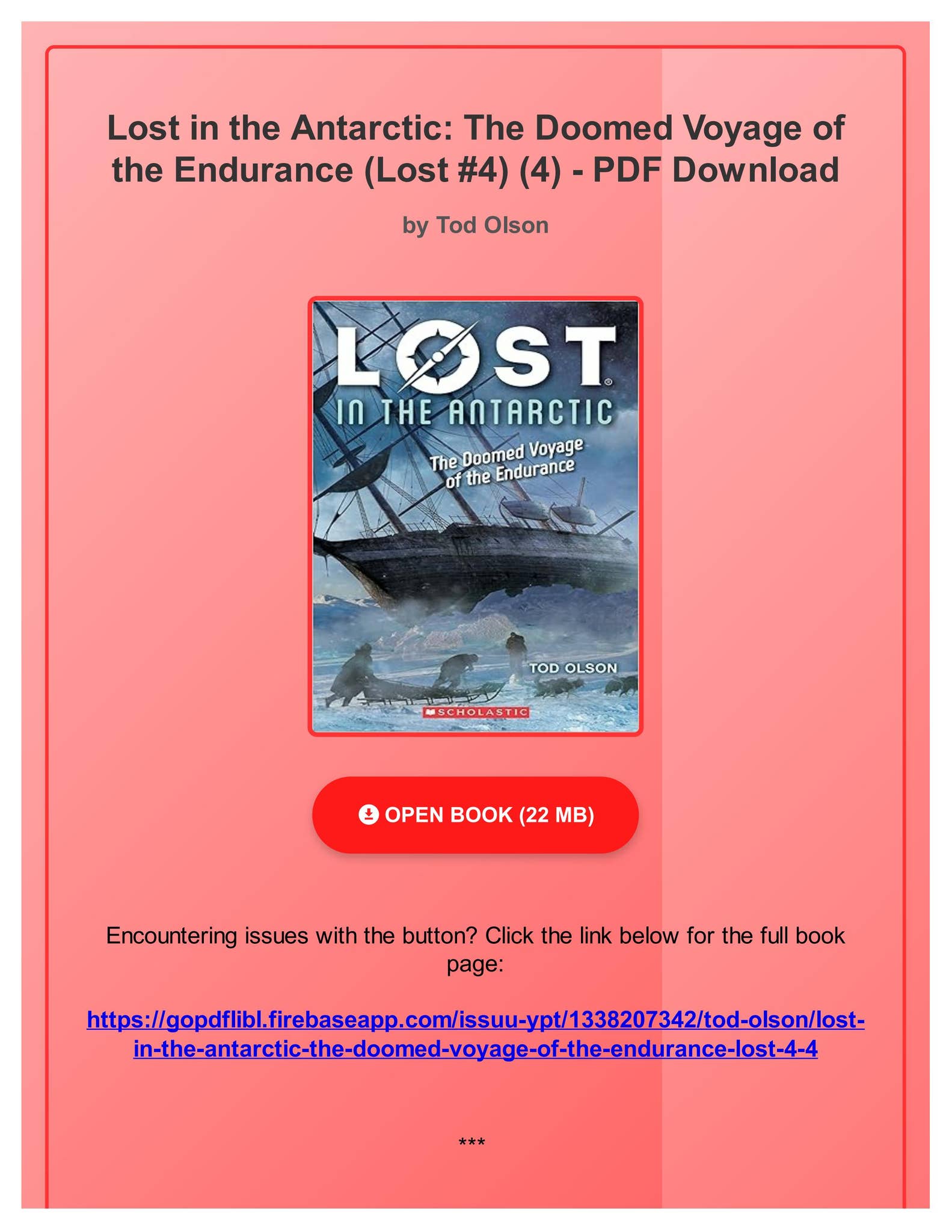 PDF Lost in the Antarctic: The Doomed Voyage of the Endurance (Lost #4 ...